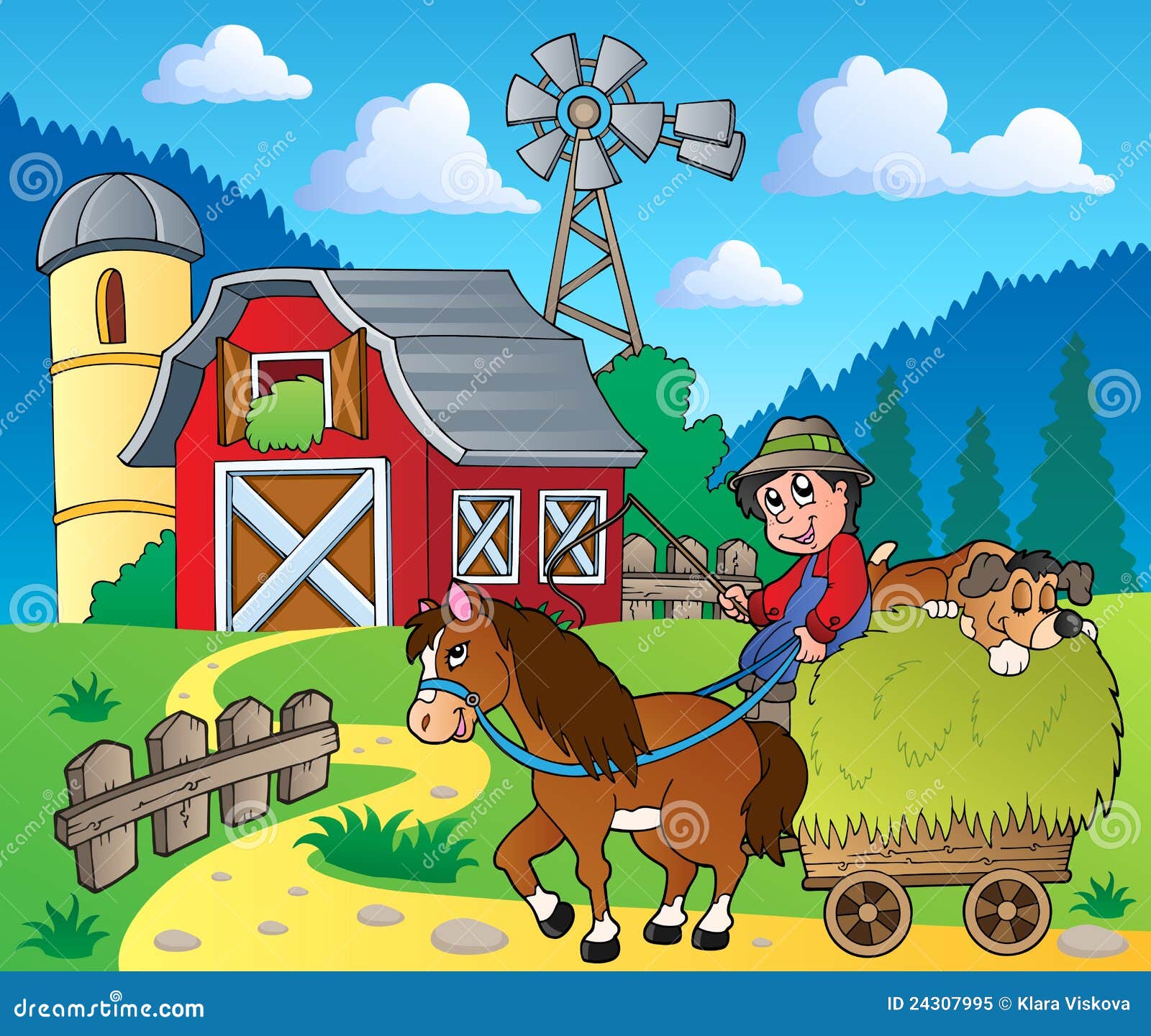 Farm Theme With Wheat Vector Illustration | CartoonDealer.com #38923192