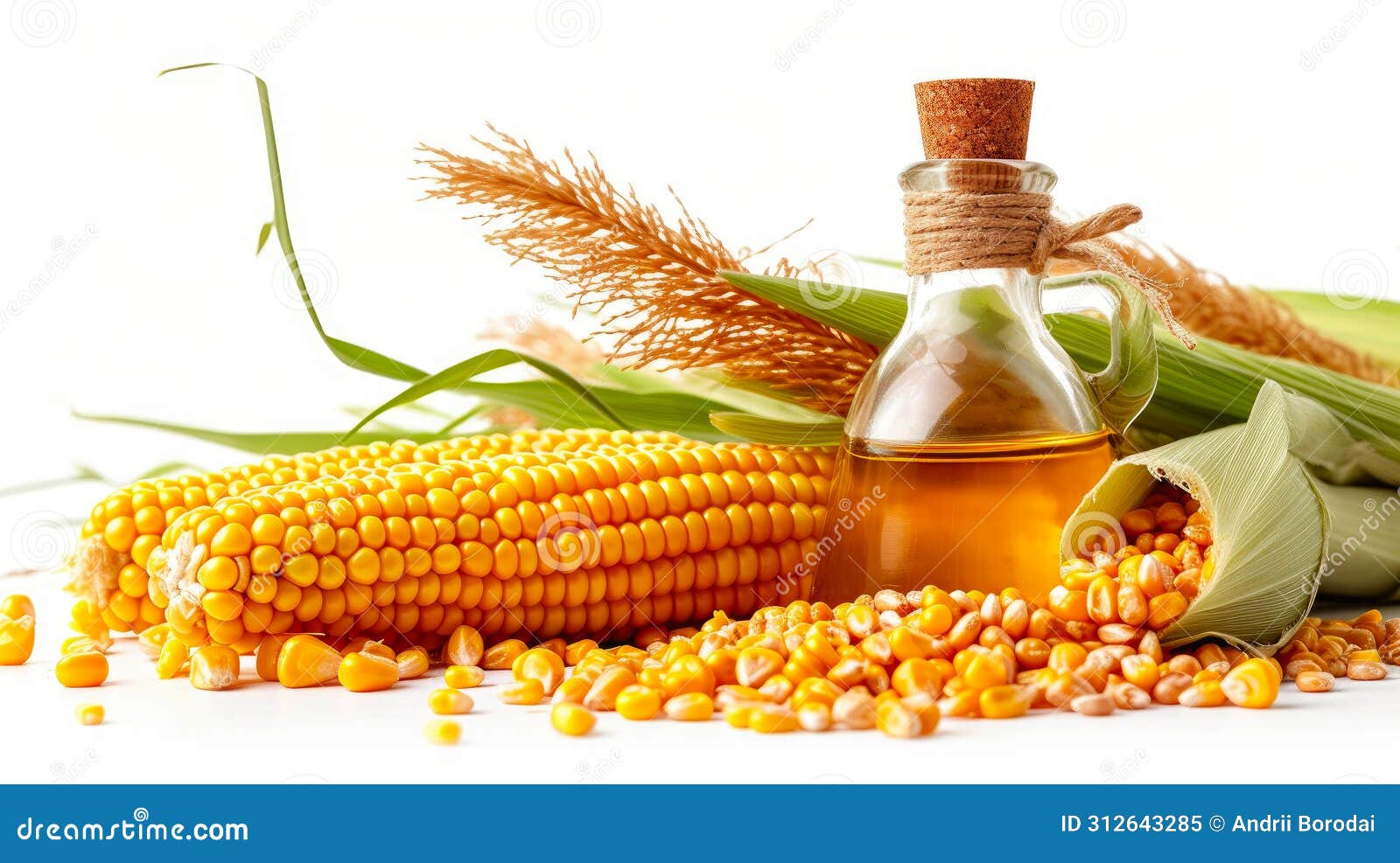 Farm-to-Table Corn Oil and Corn Cobs. Stock Illustration - Illustration ...