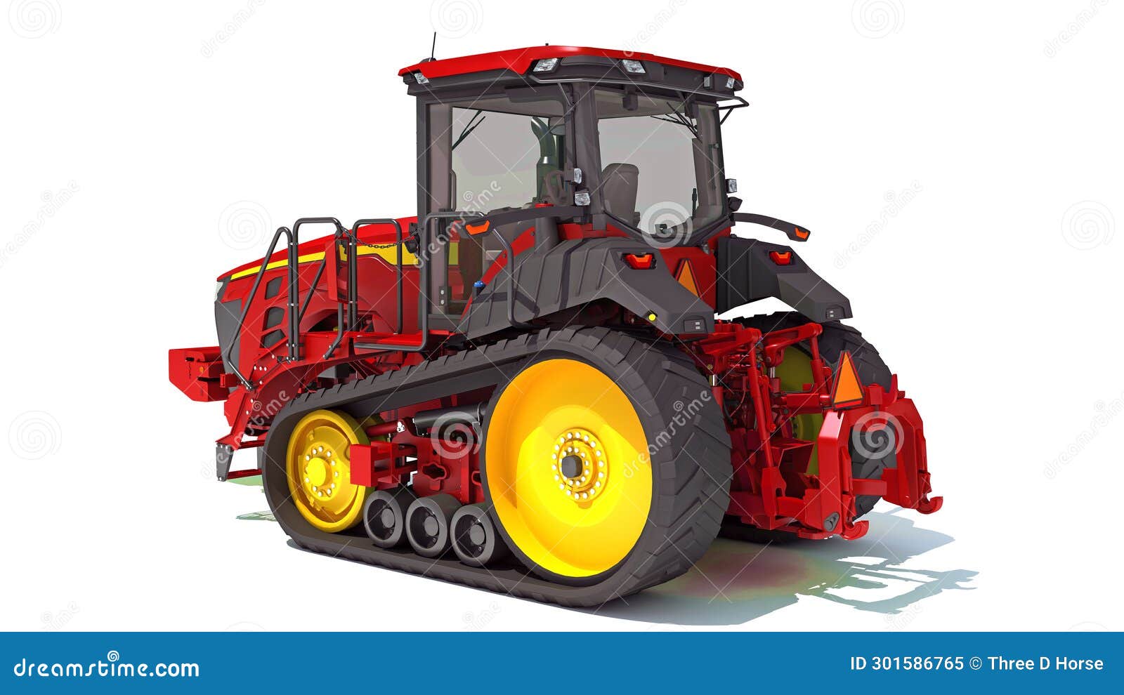 Farm Track Tractor 3D Rendering on White Background Stock Illustration ...