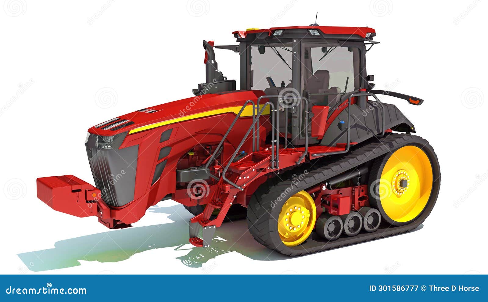 Farm Track Tractor 3D Rendering on White Background Stock Illustration ...