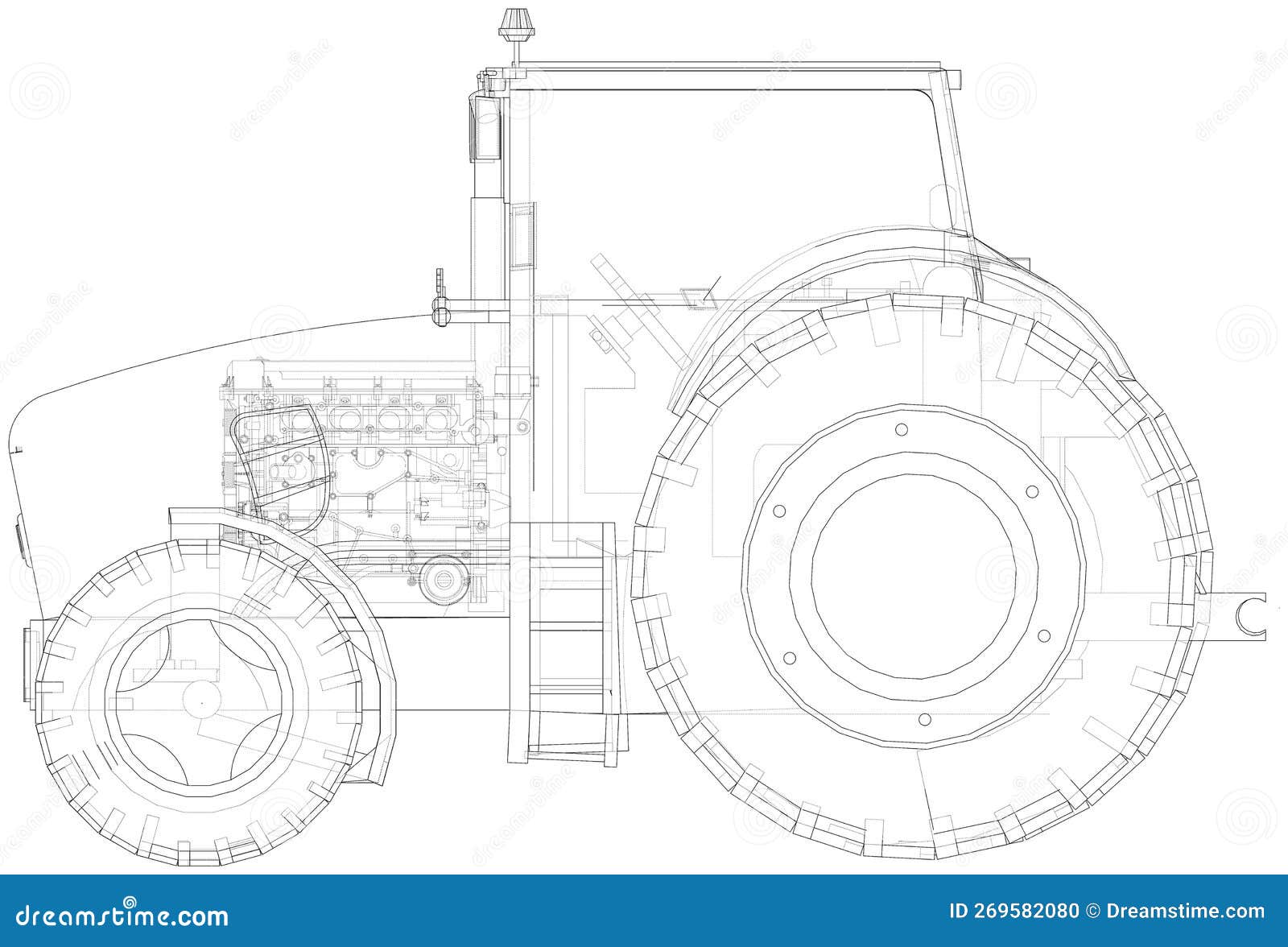 Farm Tractor Concept stock illustration. Illustration of wireframe ...