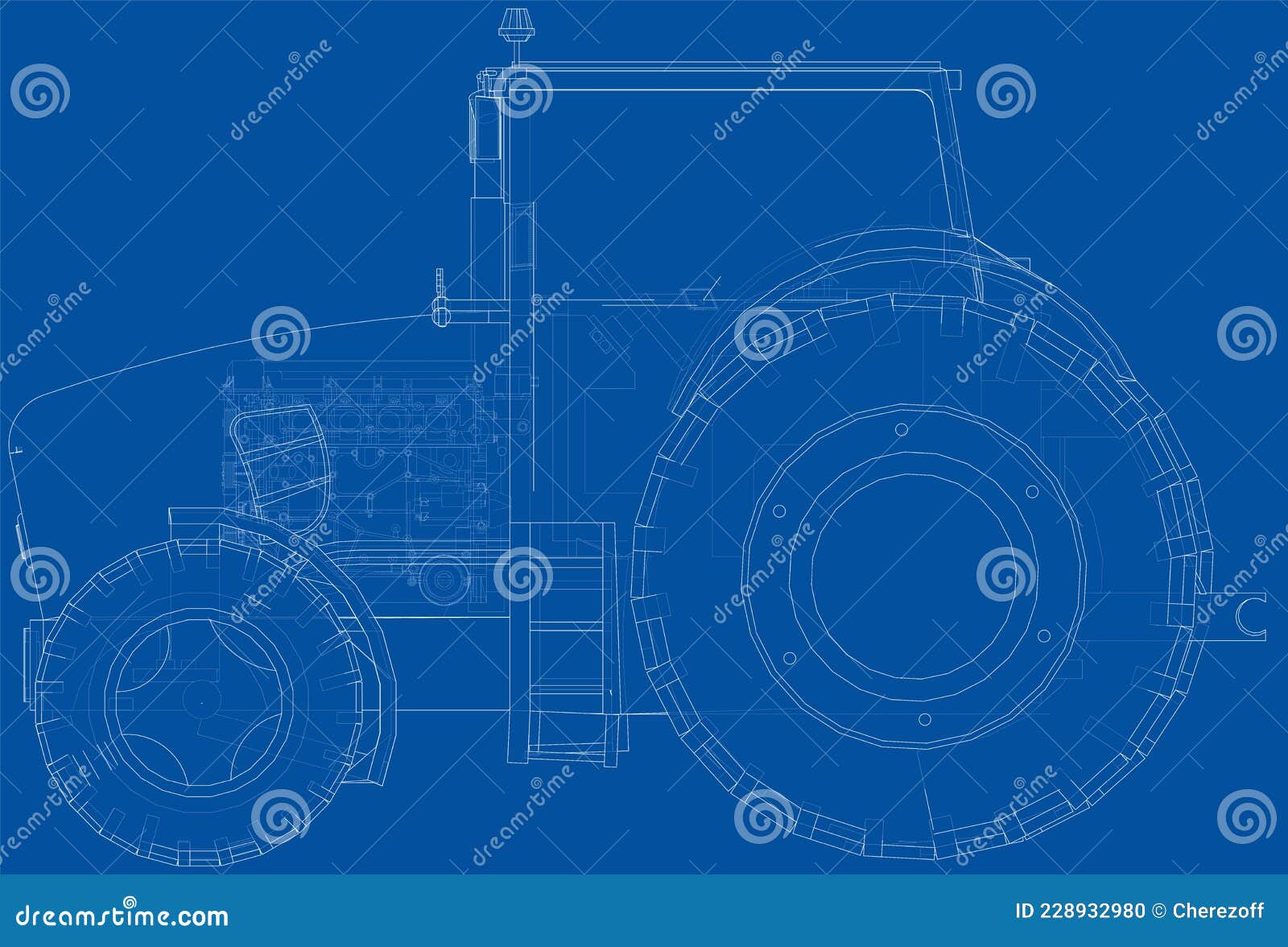 Farm Tractor Concept. Vector Stock Vector - Illustration of wireframe ...