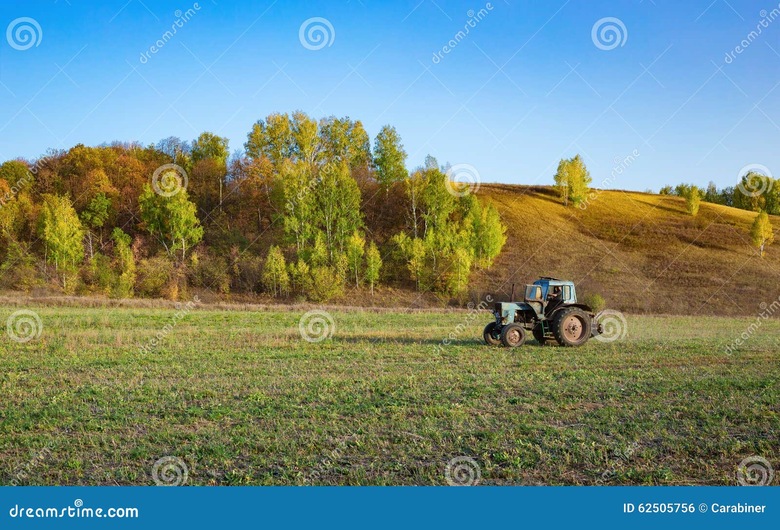 Farm Tractor on the Field in Europe Stock Photo - Image of nature ...