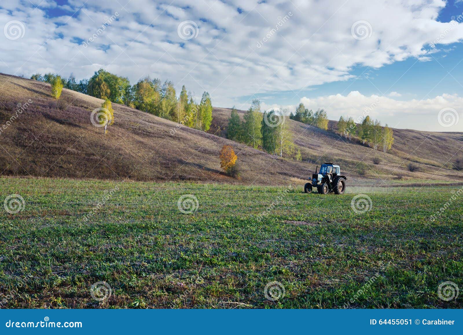 Farm Tractor on the Field in Europe Stock Image - Image of agriculture ...