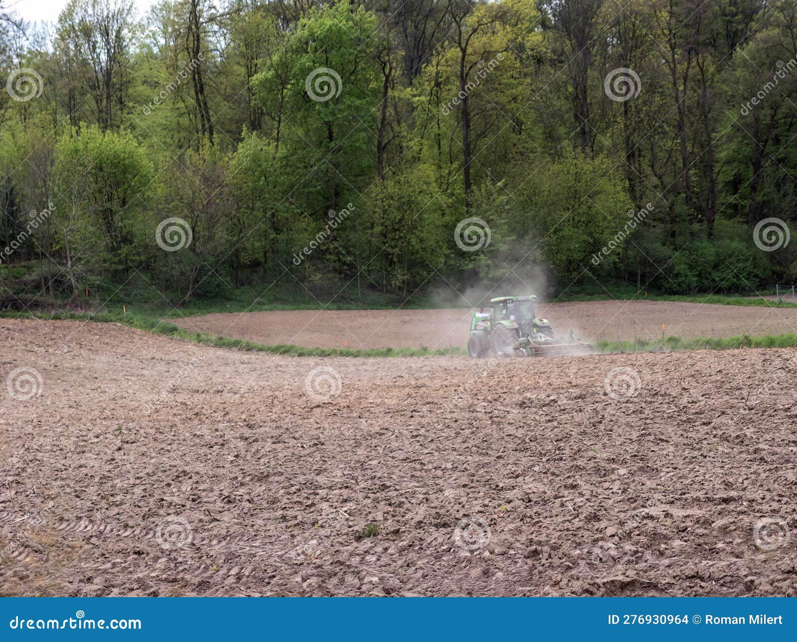 Farm Tractor Harrowing Arable Field Stock Photo - Image of agriculture ...