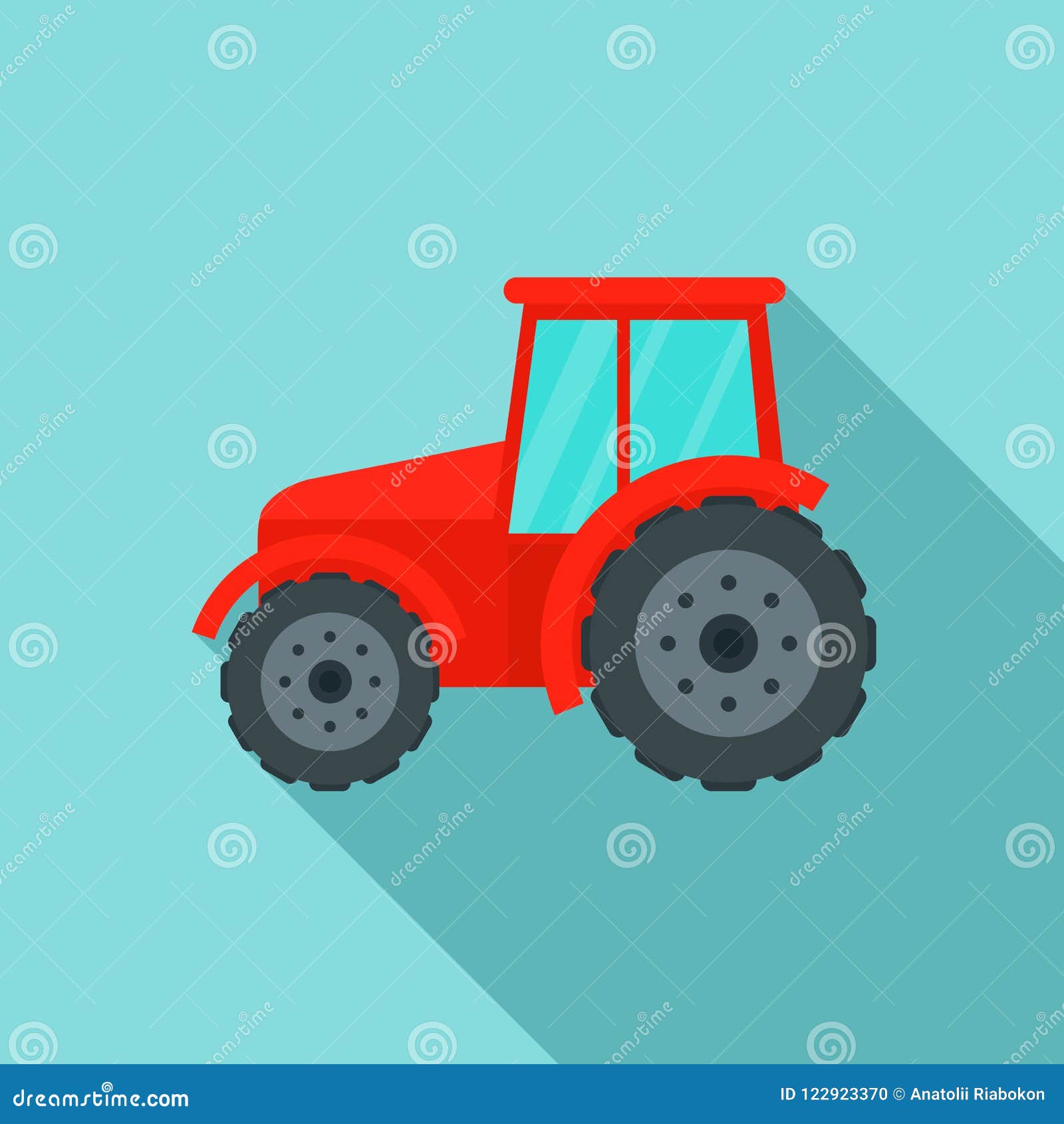 Farm Tractor Icon, Flat Style Stock Vector - Illustration of power ...