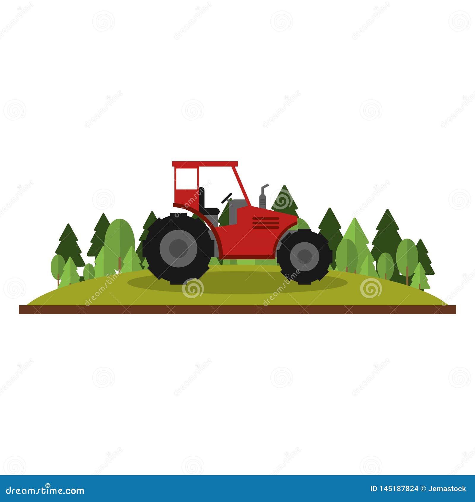 Farm Tractor in Nature Scenery Stock Vector - Illustration of food ...