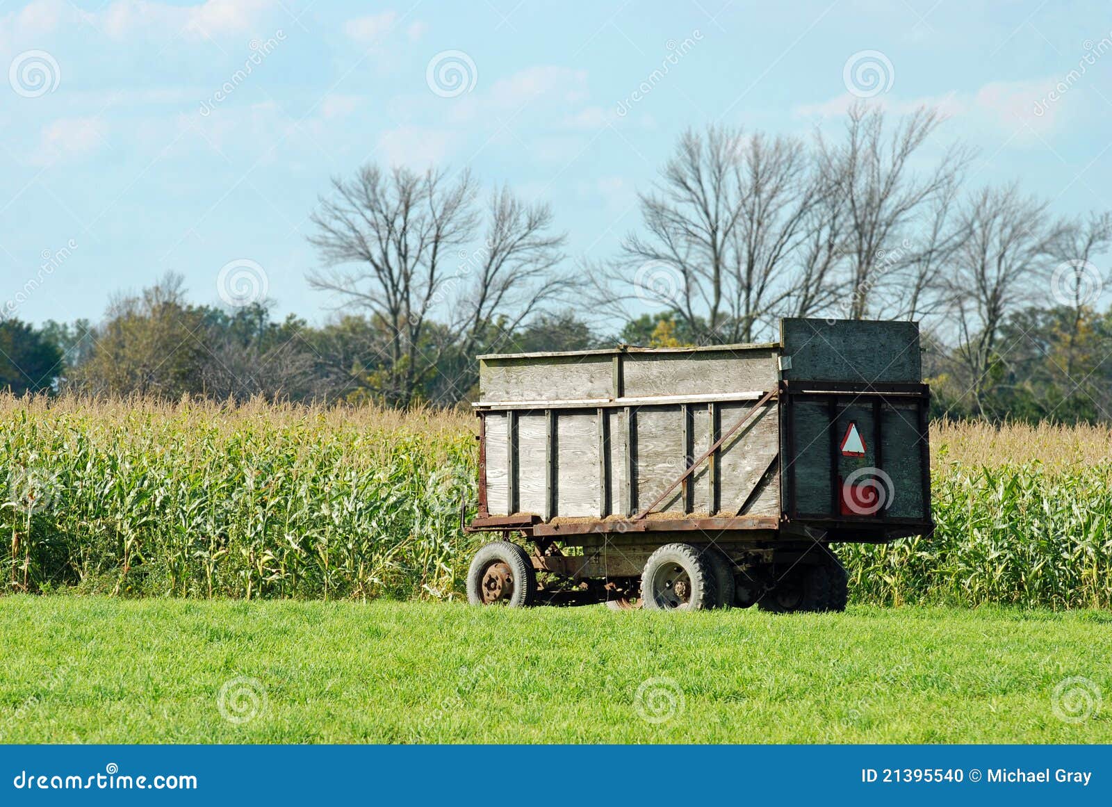 Farm Trailer by a Corn Field Stock Photo - Image of rural, ontario ...