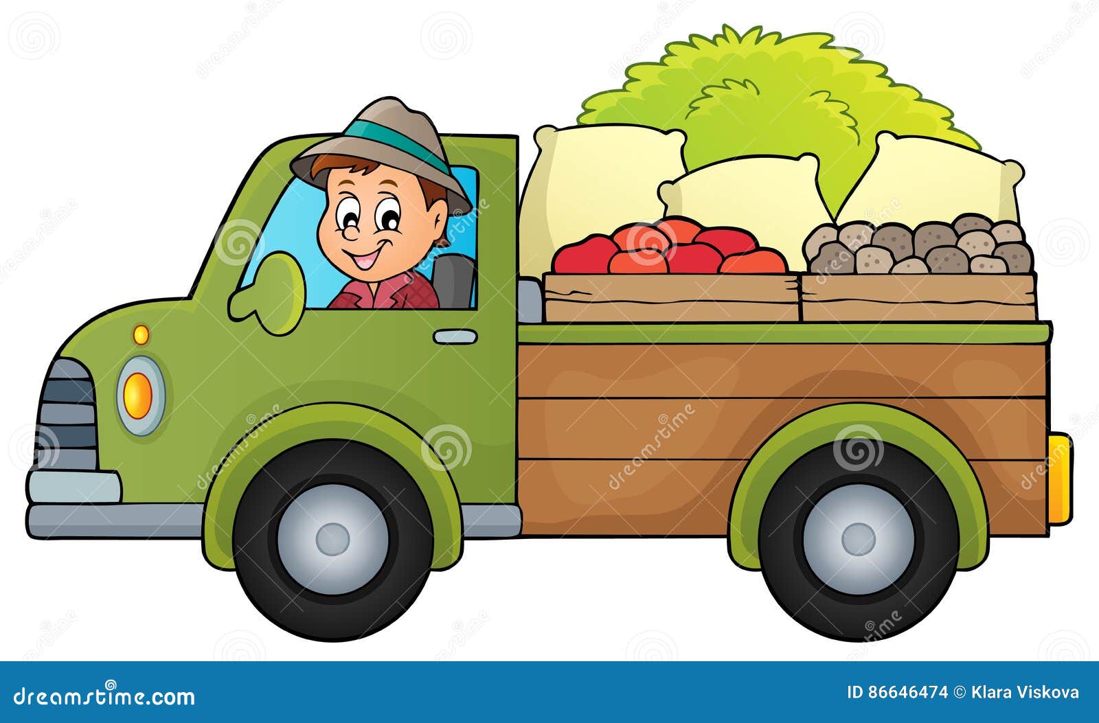 Farm Truck Line Icon Cartoon Vector | CartoonDealer.com #143997611
