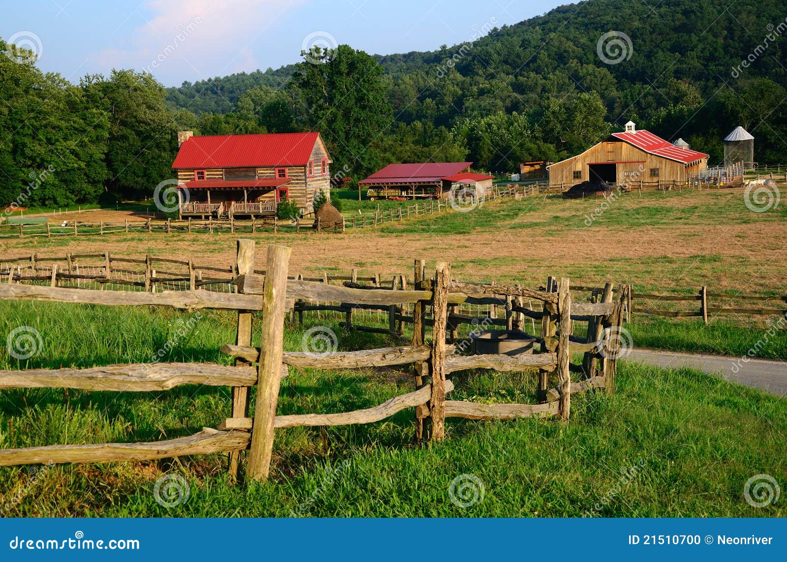 Farm in the Valley stock photo. Image of fence, barn - 21510700