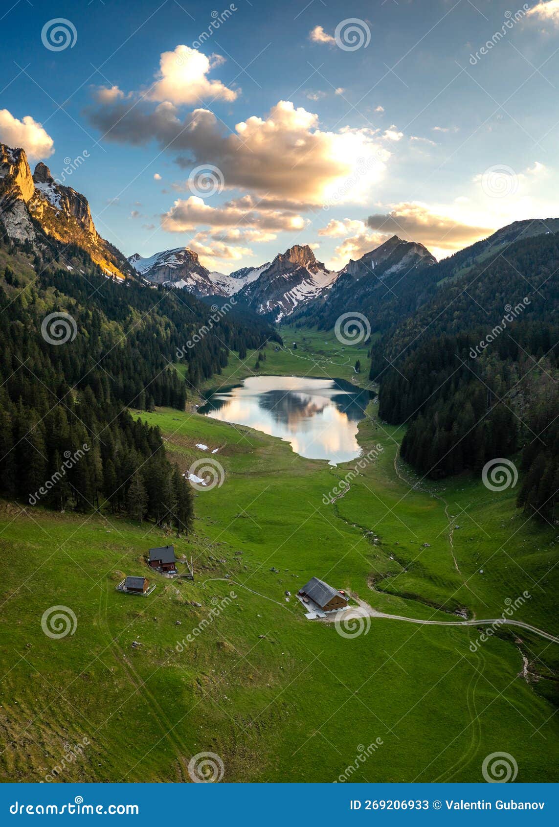 A farm in the valley stock image. Image of scene, panorama - 269206933