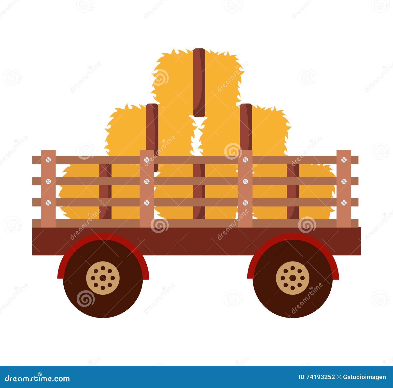 Farm Wagon Or Wheeled Dray Cart For Carrying Agricultural Crops Vector ...