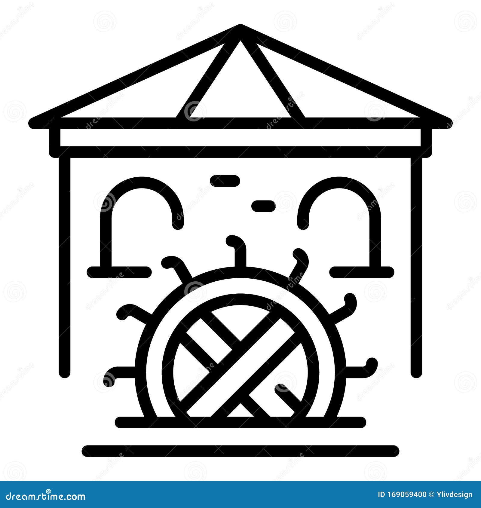 Farm Water Mill Icon Outline Style Stock Vector Illustration Of