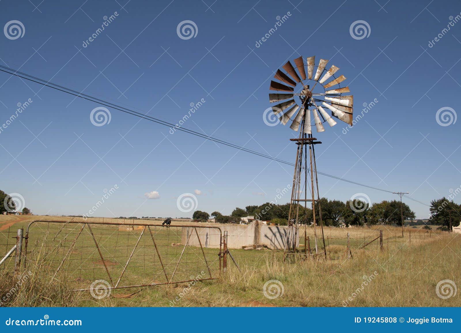 Farm Windmill stock photo. Image of field, country, grass - 19245808