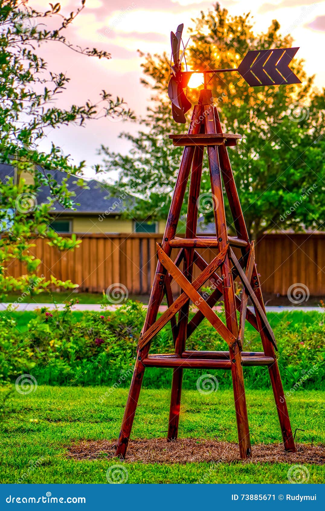 Farm Windmill at Dawn stock image. Image of tranquil - 73885671