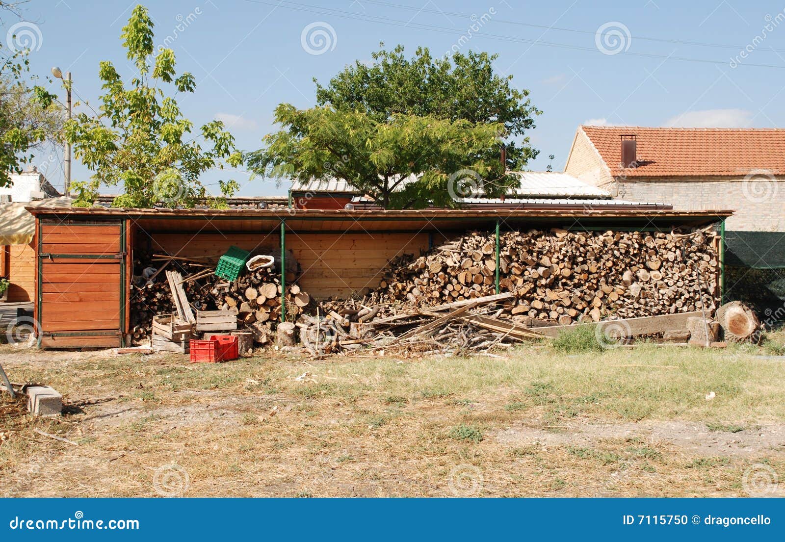 Farm Wood Stockpile stock photo. Image of logs, storage - 7115750