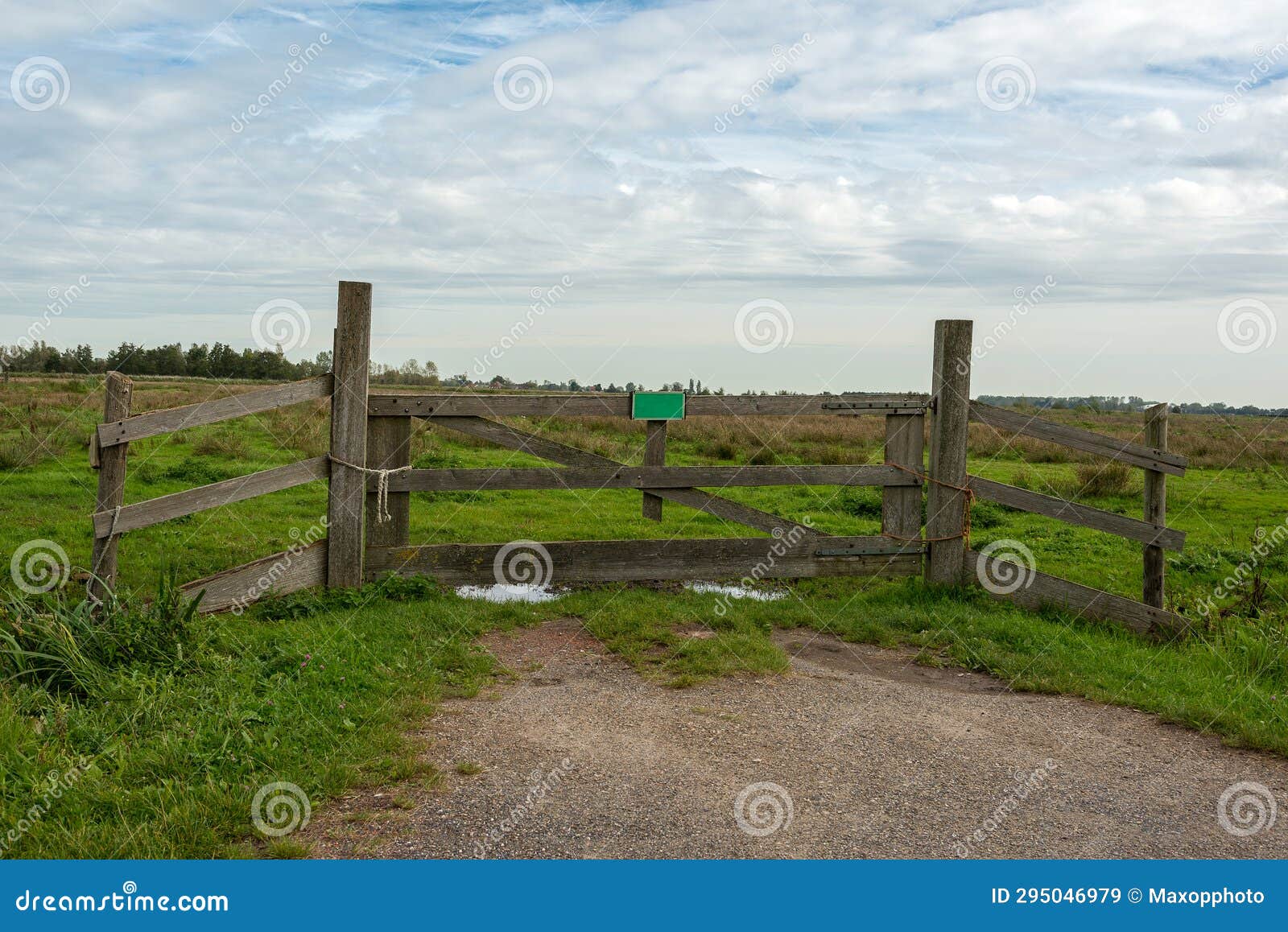 Farm Wooden Gate without a Fence Stock Image - Image of wood, sunny ...