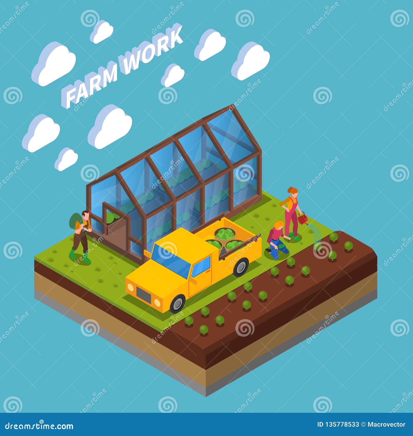 Farm Work Isometric Flowchart Cartoon Vector | CartoonDealer.com #158409049