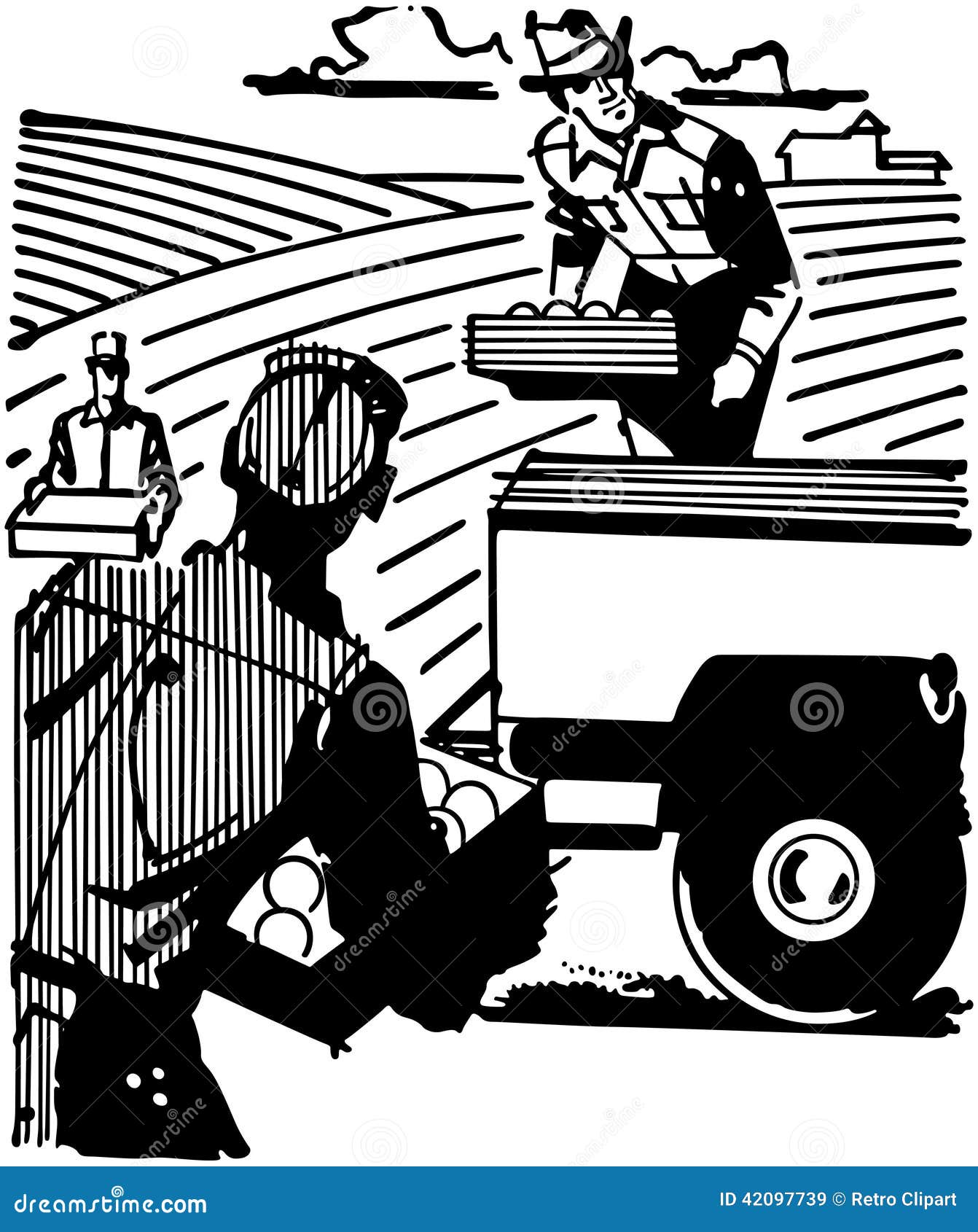 Farm Workers stock vector. Illustration of houses, clip - 42097739