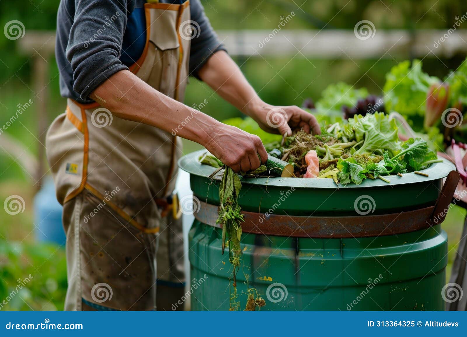Farmer Adding Organic Waste To a Smallscale Biogas Digester Stock ...