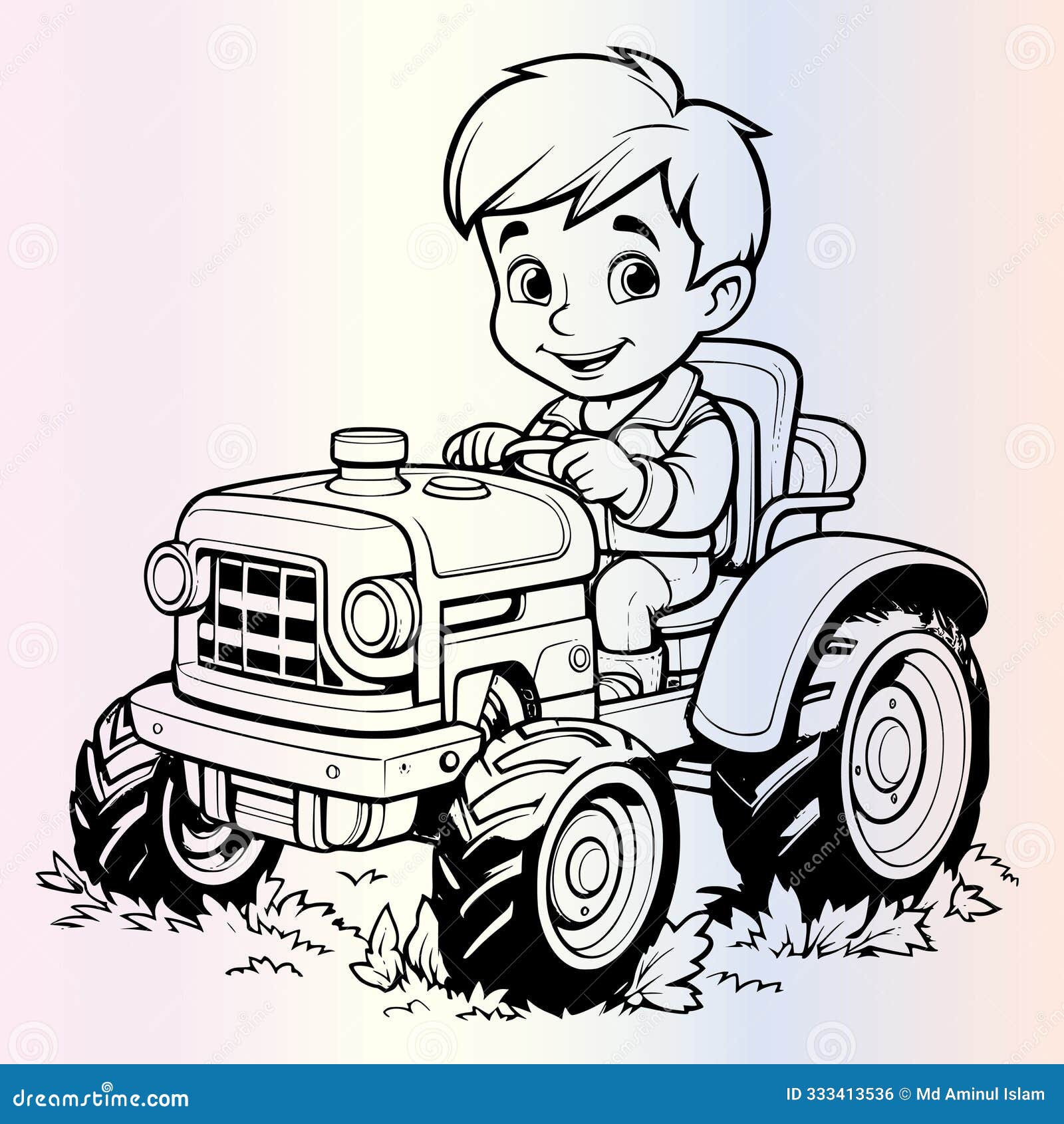 Tractor Coloring Page For Kids. Tractor Side View Cartoon Vector ...