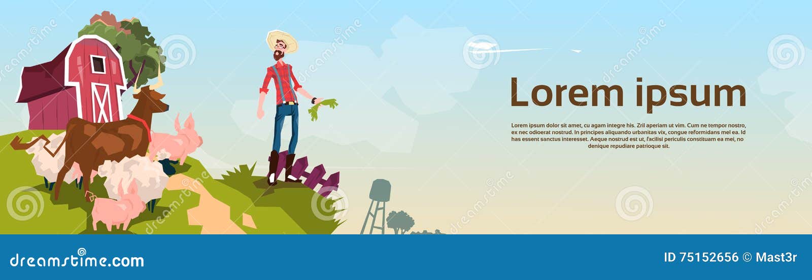 Breeding Animals Farmland. Farm Profession Worker People Breeding ...