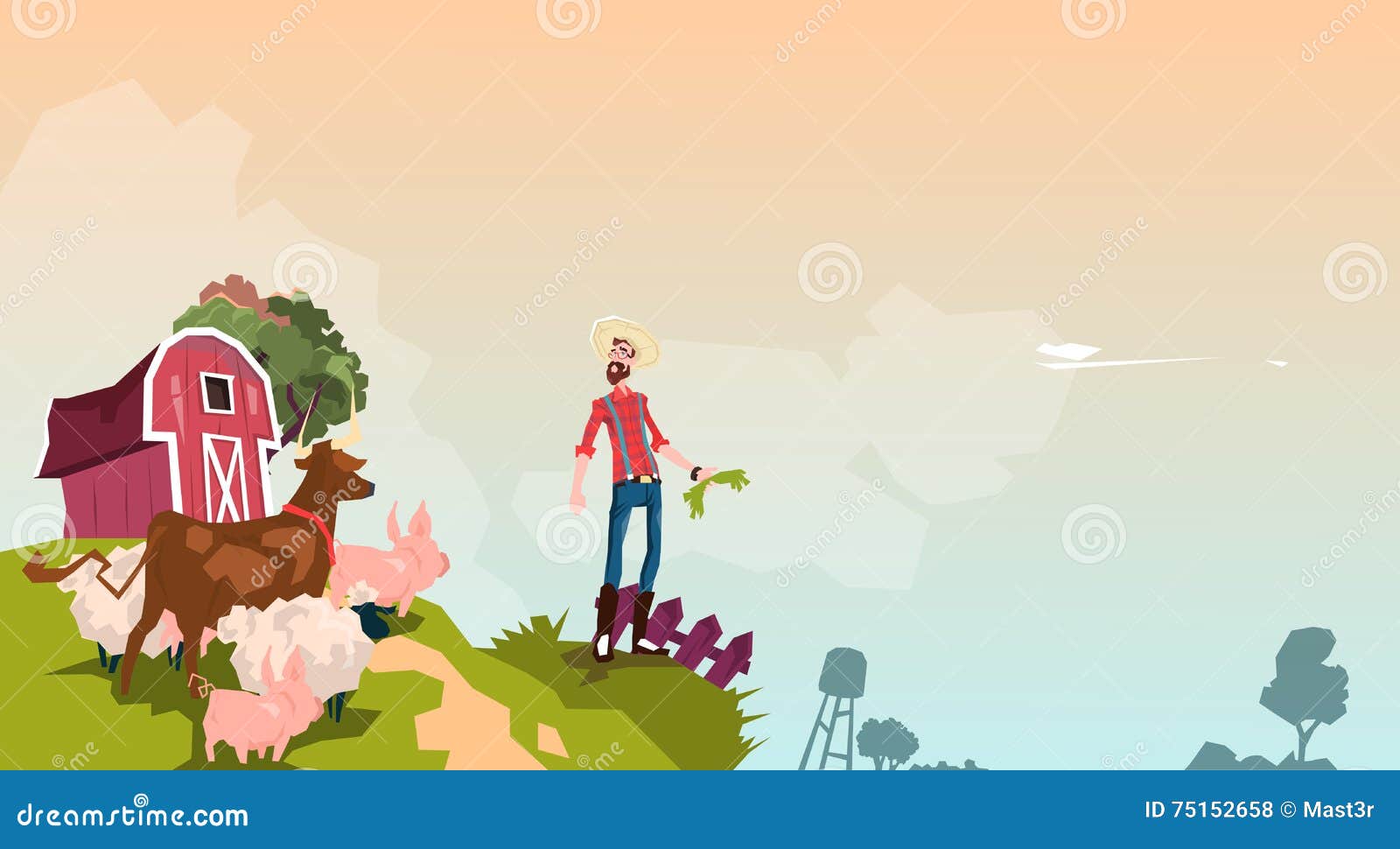 Breeding Animals Farmland. Farm Profession Worker People Breeding ...