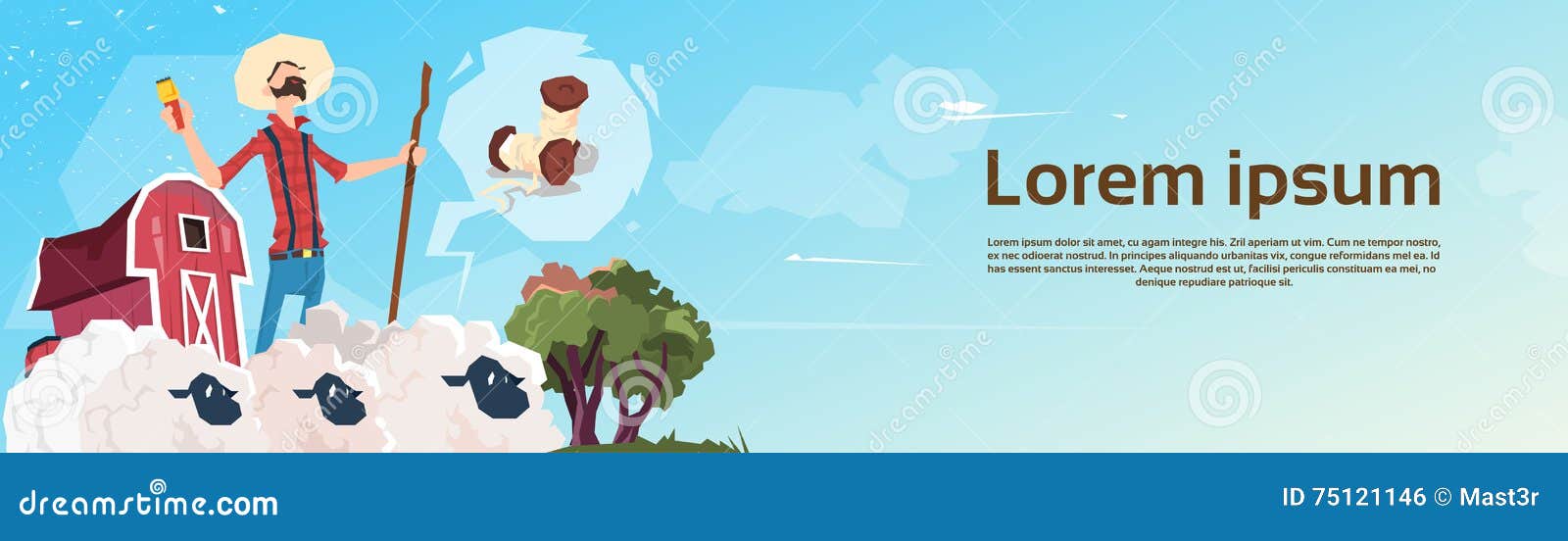 Farmer Breeding Sheep Wool Farm Stock Vector - Illustration of fluffy ...