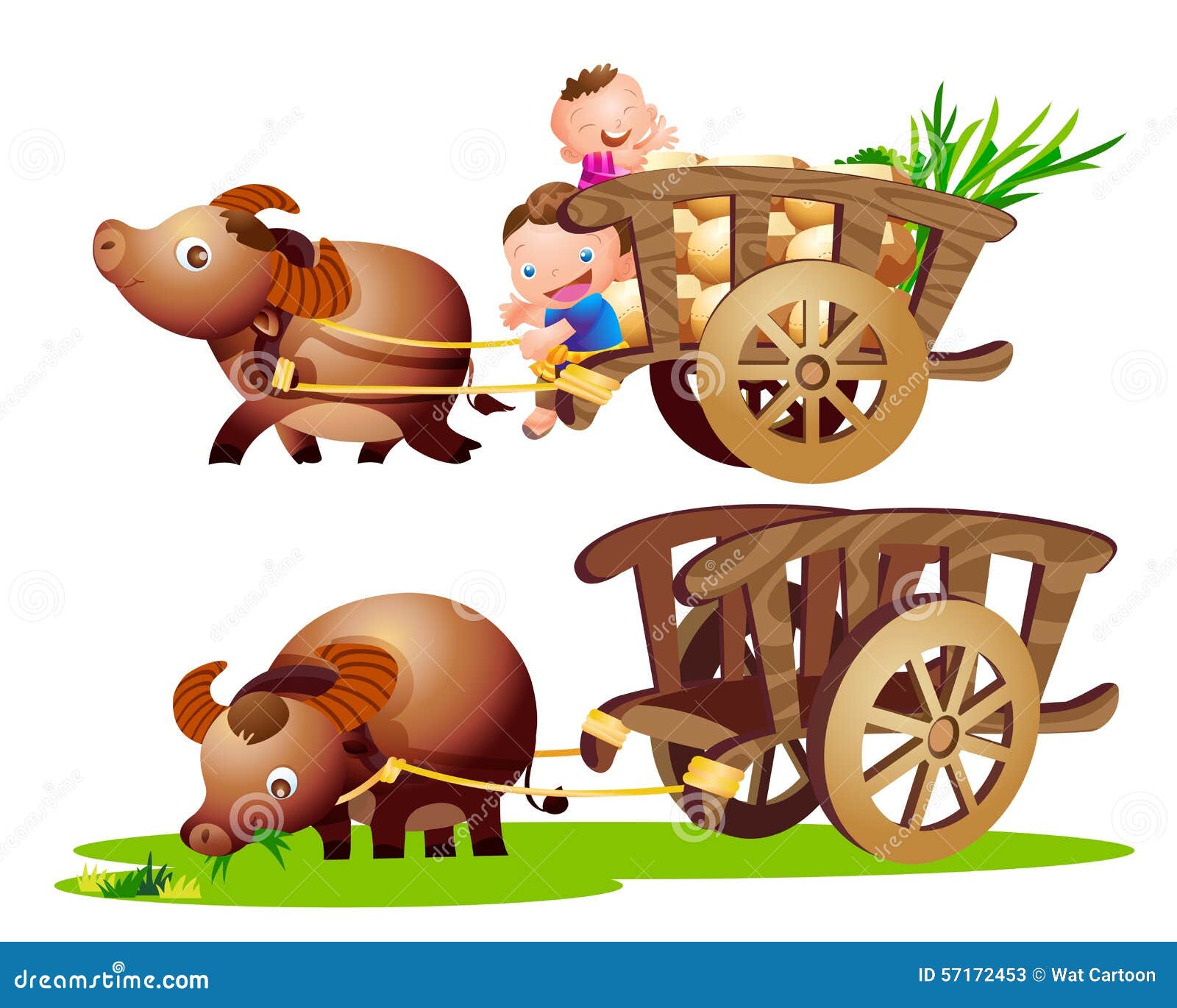 Farmer buffalo cart stock vector. Illustration of cartwheel - 57172453