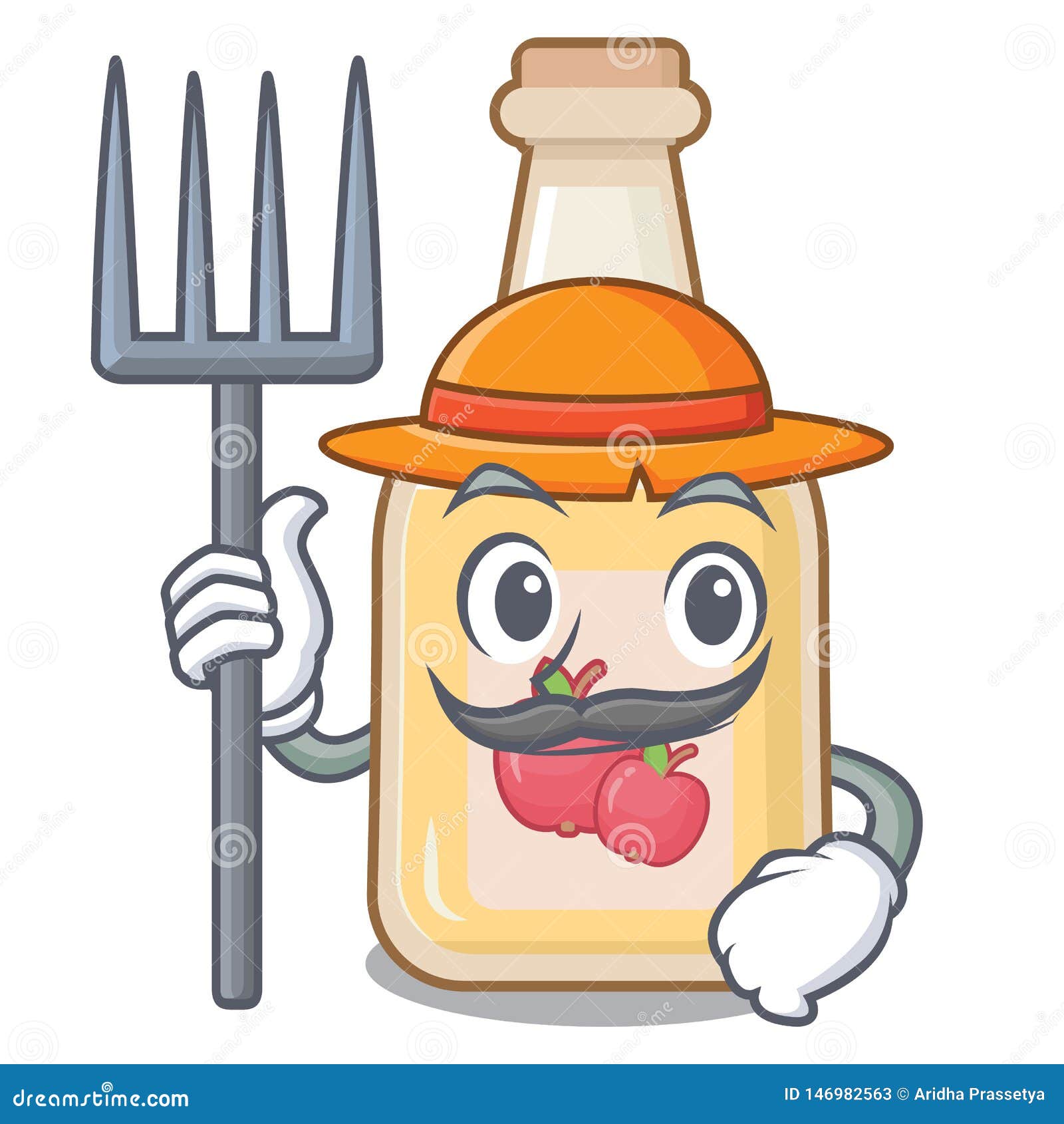 Farmer Cartoon Apple Cider in a Glass Stock Vector - Illustration of ...