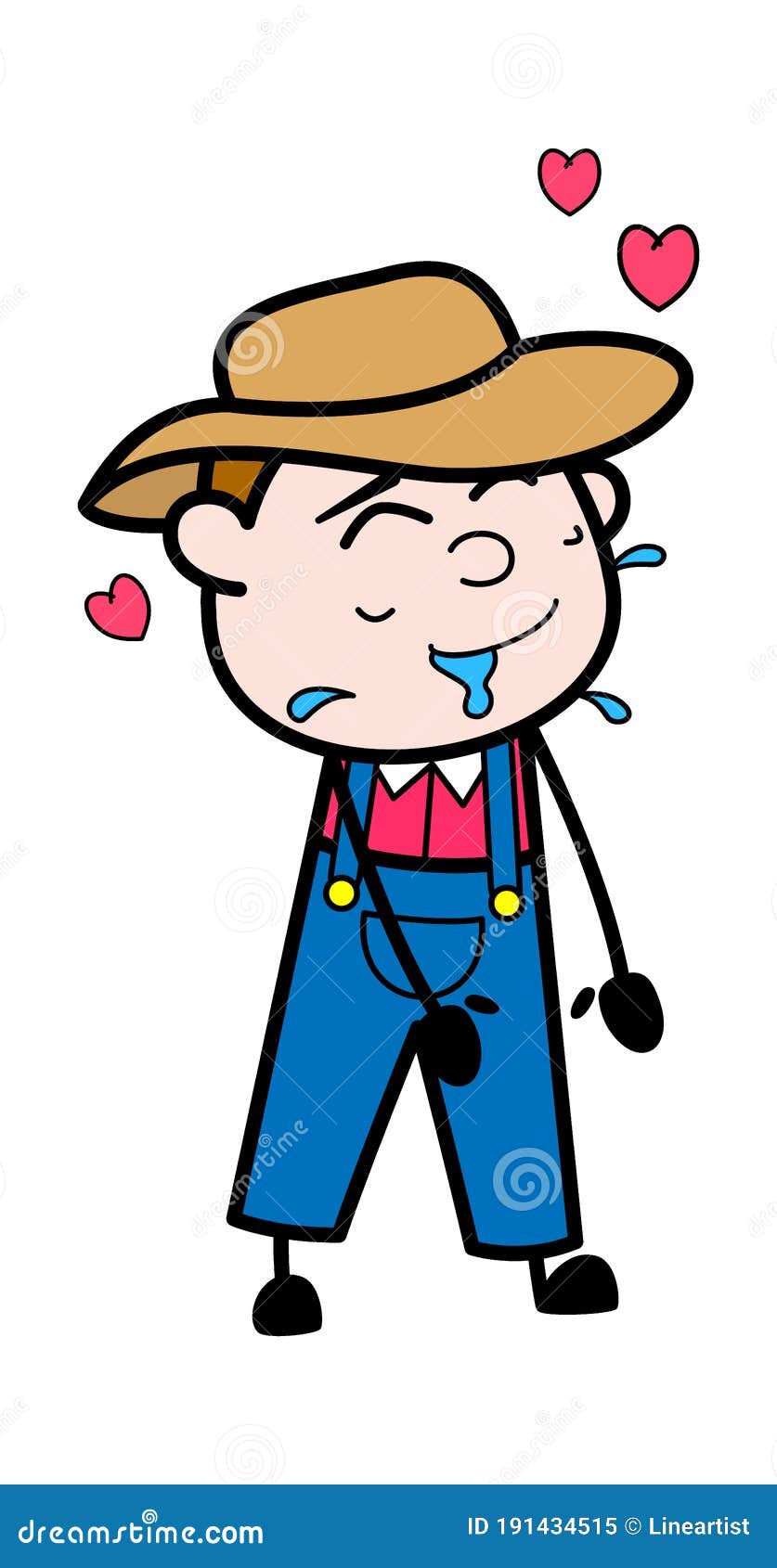 Farmer Cartoon Drooling in Love Stock Illustration - Illustration of ...