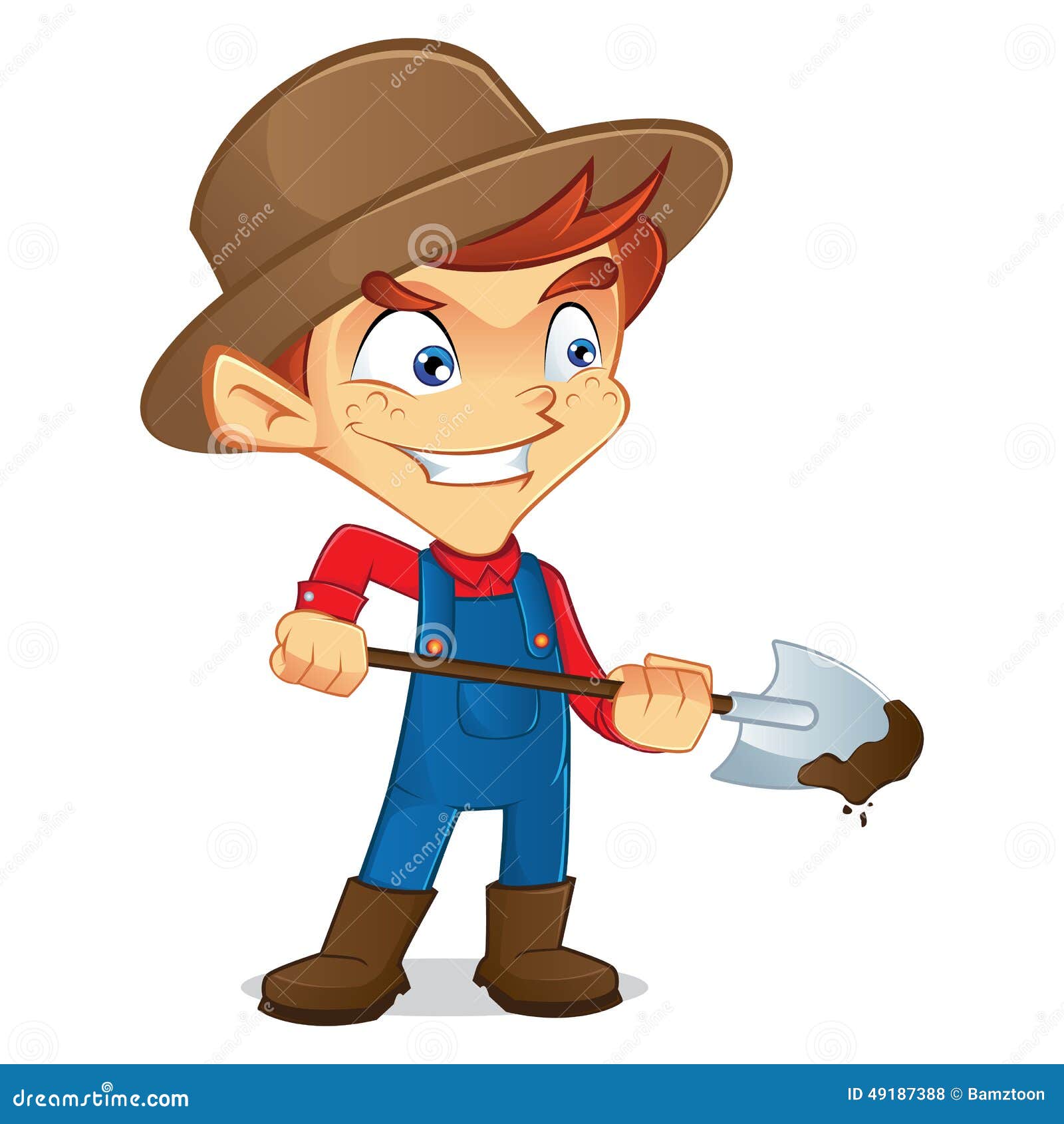 Farmer Digging Ground In Garden Cartoon Icon. Vector Illustration ...