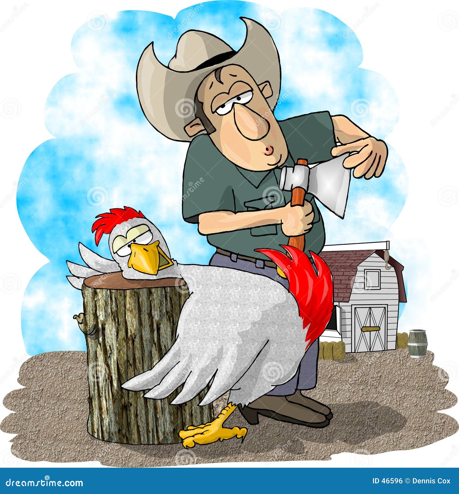 Farmer and chicken stock illustration. Illustration of humor - 46596