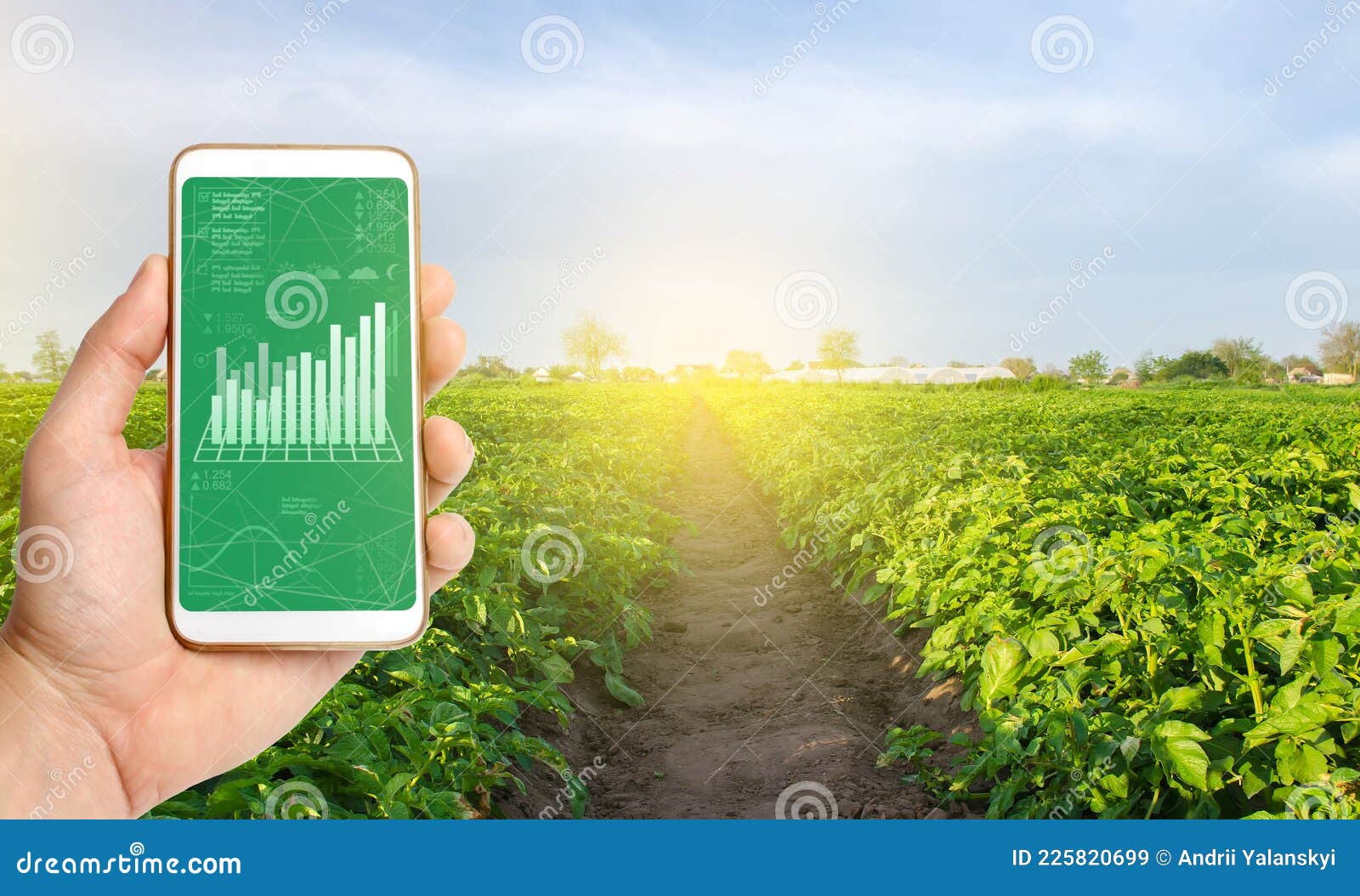 Farmer Collects Information from Farm Fields. IoT Internet of Things in ...