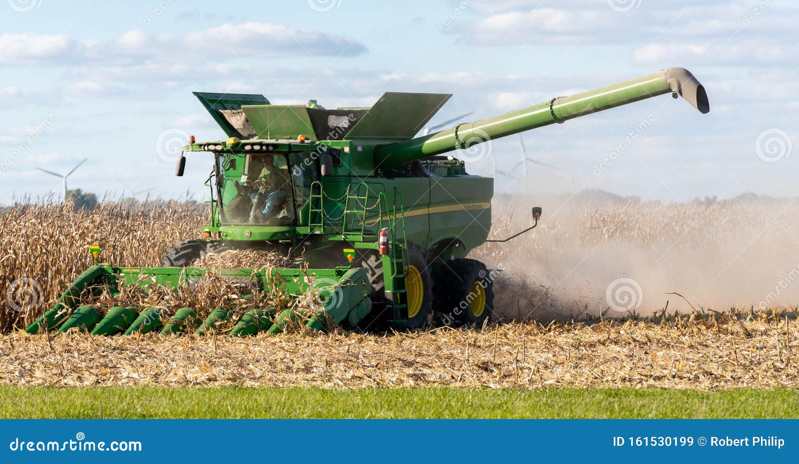 A Farmer Combining a Field of Corn Editorial Stock Image - Image of ...