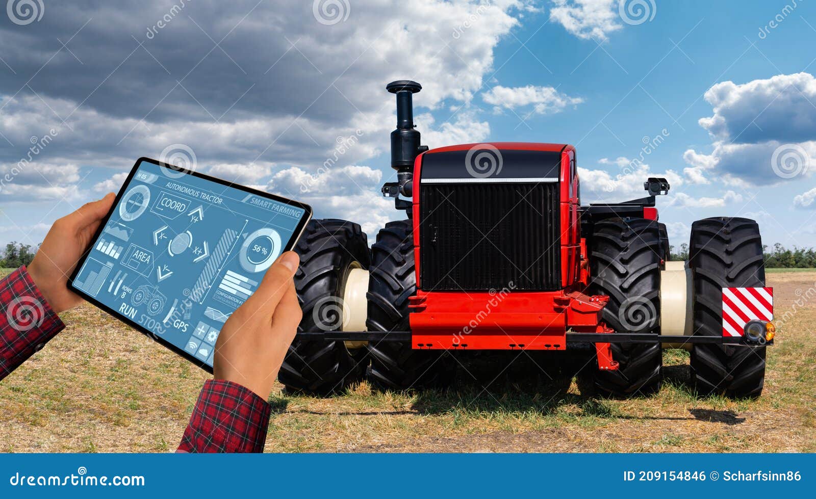 Farmer Controls an Autonomous Tractor Stock Photo - Image of unmanned ...