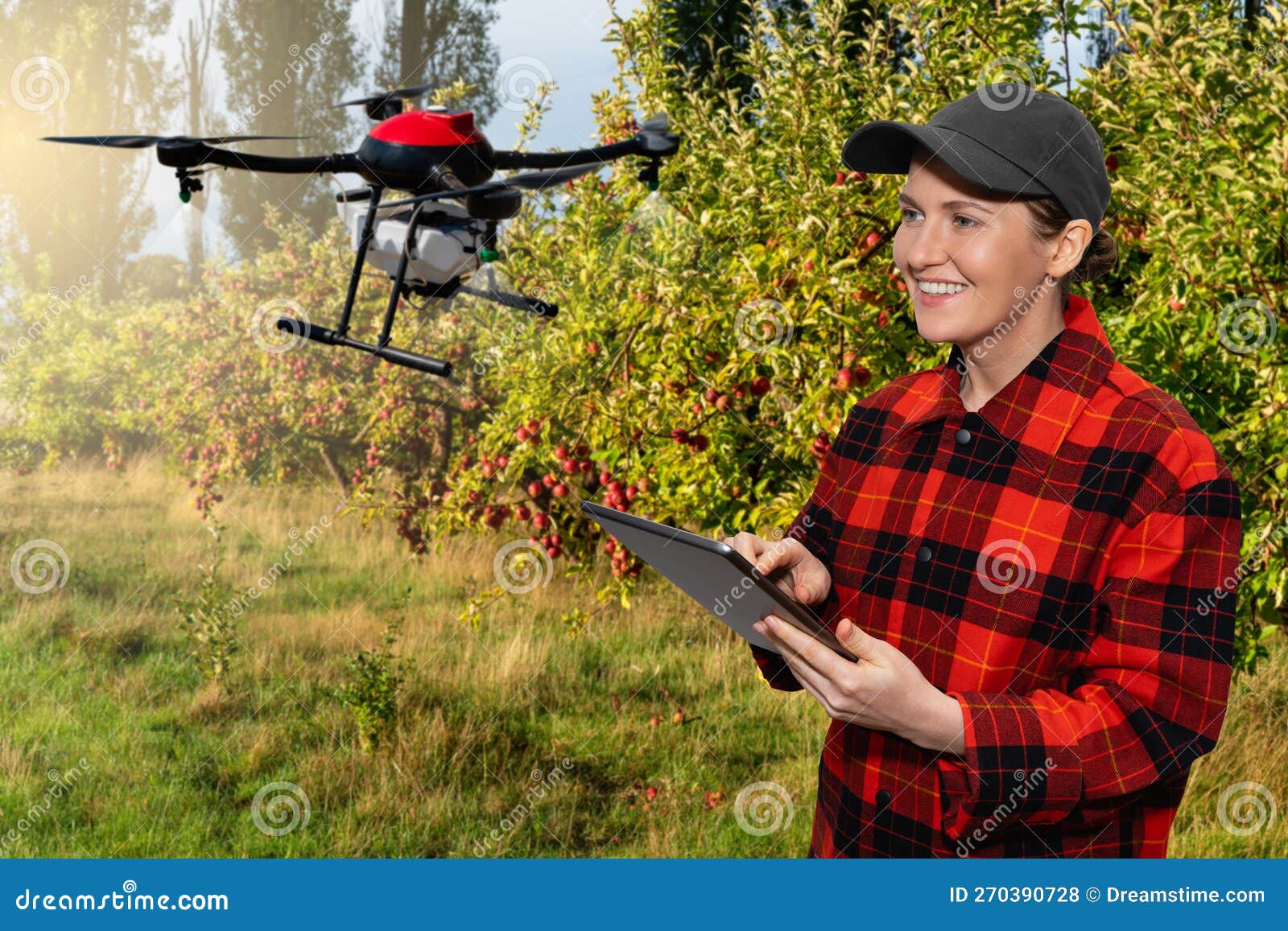 Farmer Controls Drone with a Tablet. Stock Photo - Image of smart ...