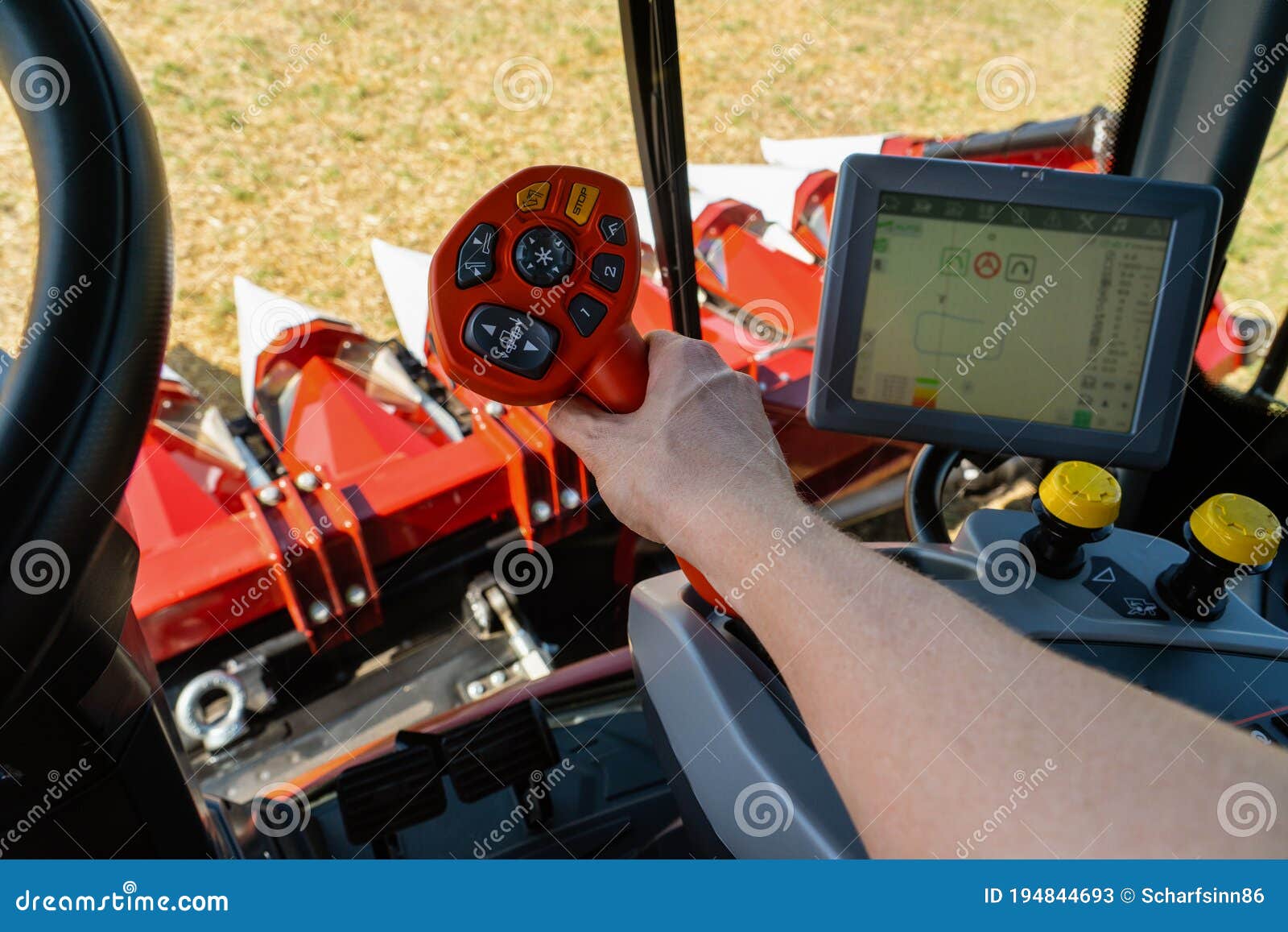 Farmer controls harvester stock image. Image of wheat - 194844693