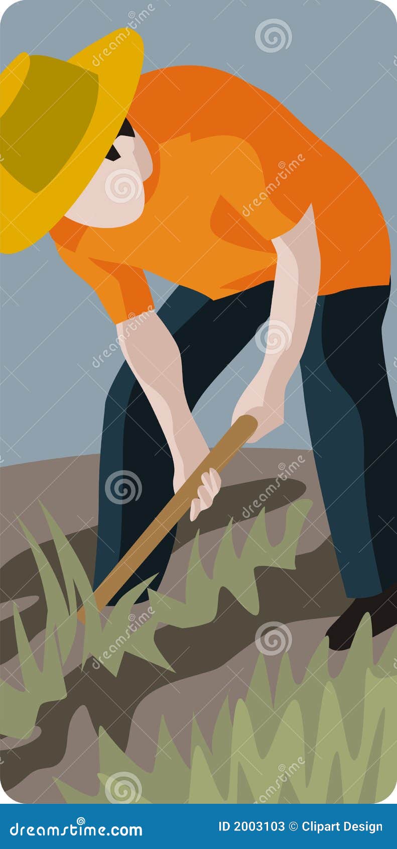 Farmer Digging Holes In Soil, Planting Or Cultivating Field Cartoon ...