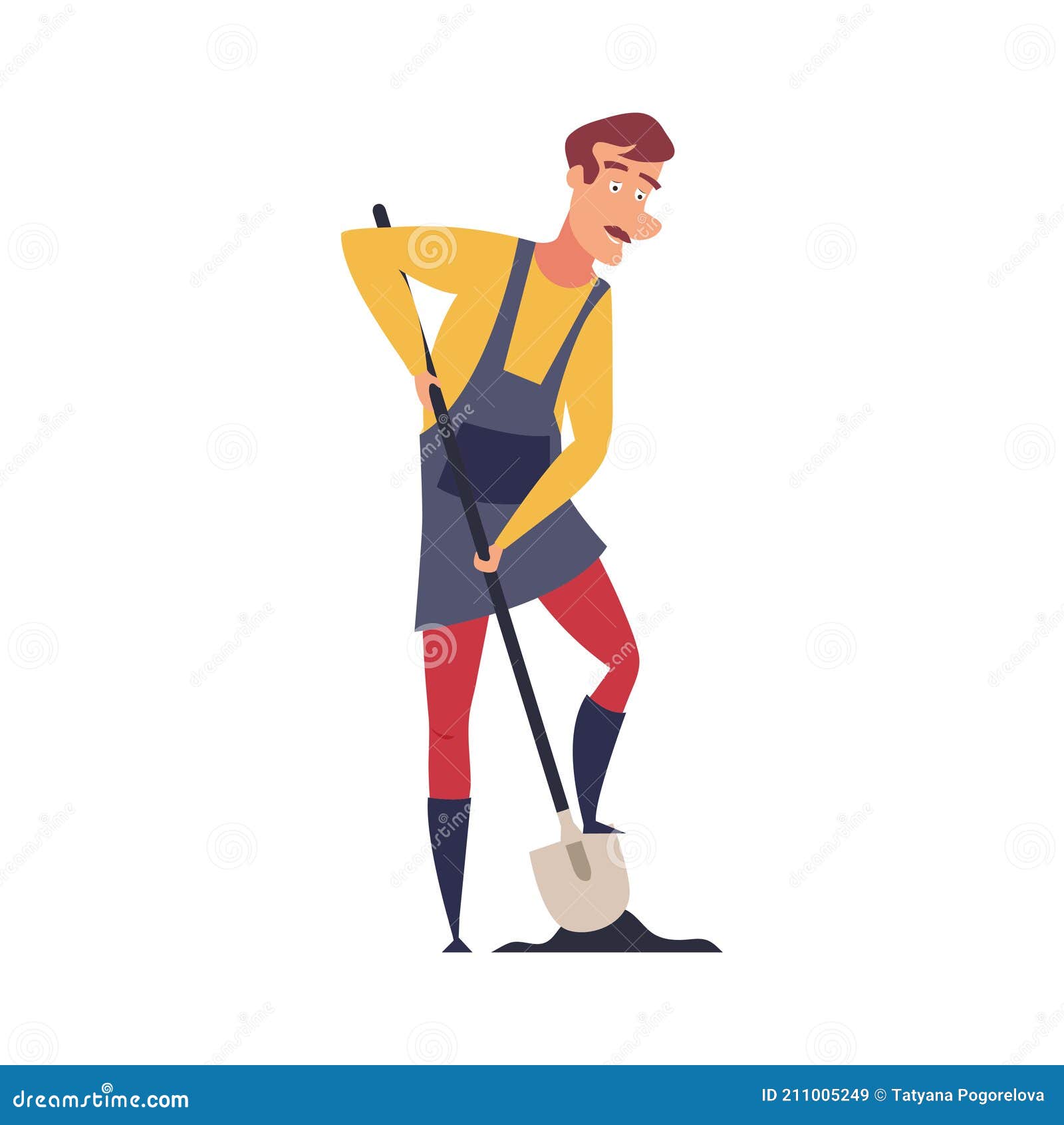 Farmer Digging A Field Cartoon Vector | CartoonDealer.com #2003103