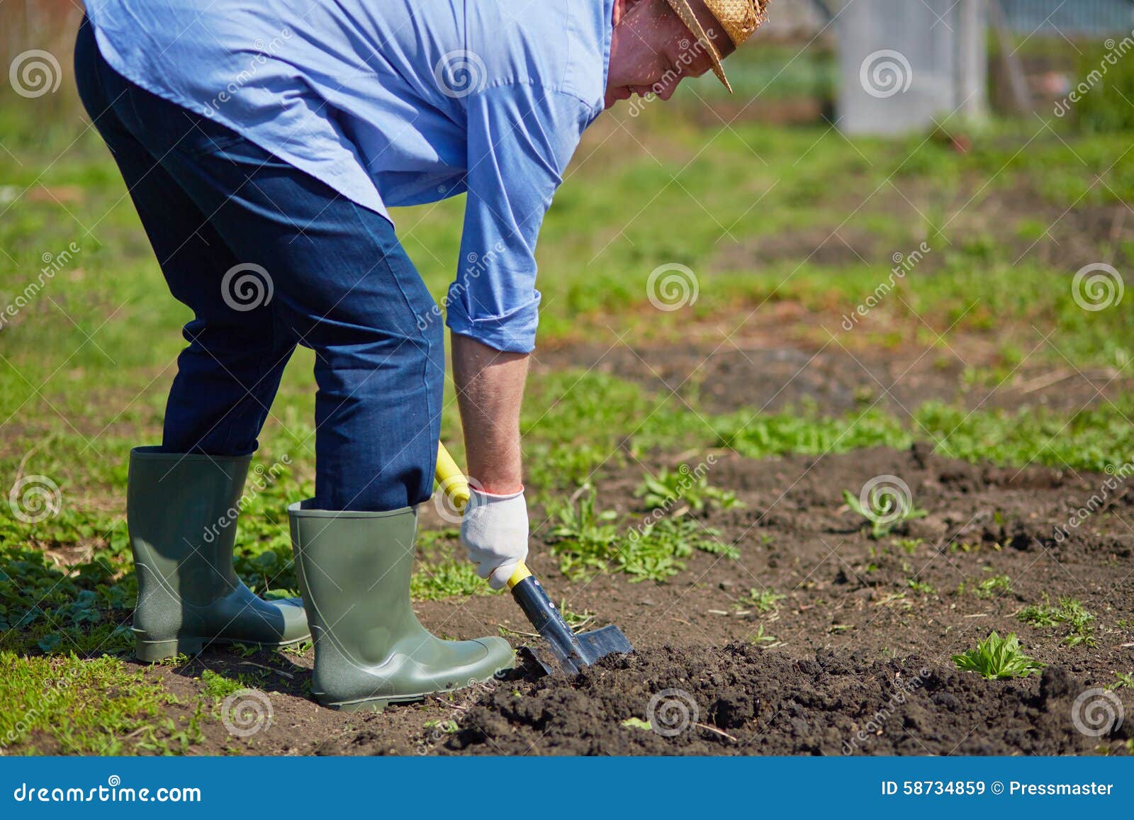 Farmer digging stock image. Image of instrument, gardener - 58734859
