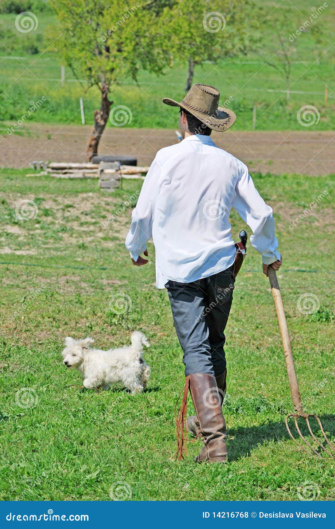 Farmer and dog stock photo. Image of country, portrait - 14216768