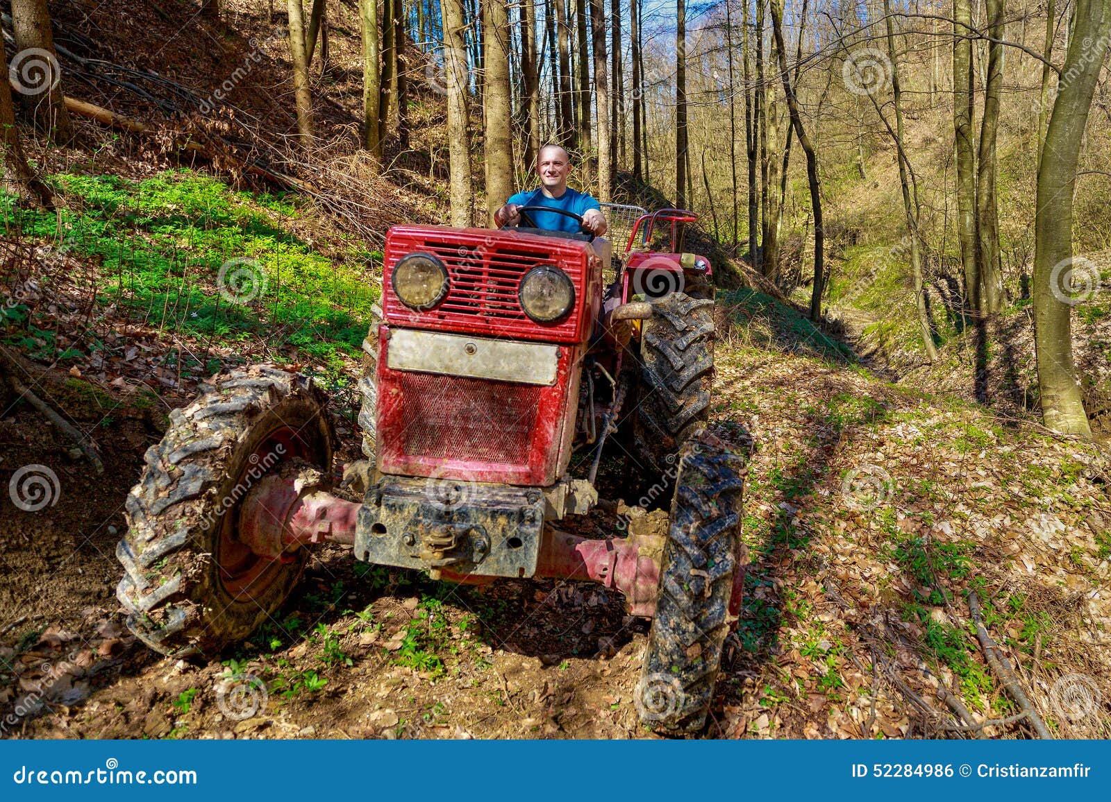 Farmer Driving a Old Tractor Stock Photo - Image of field, wood: 52284986