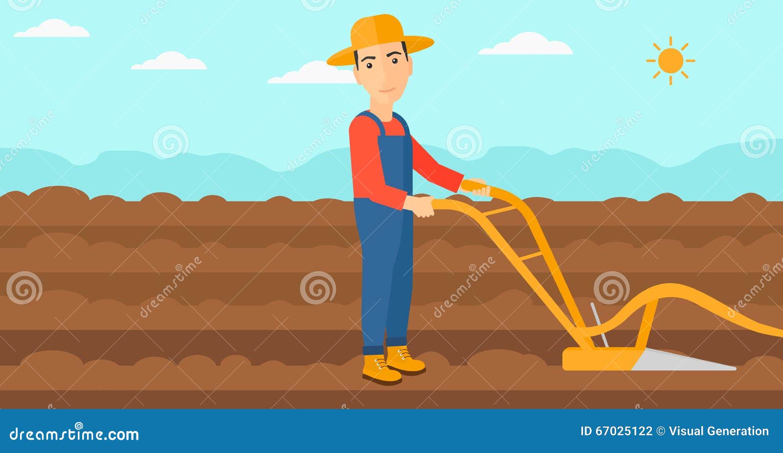 Man Ploughing With Plough And Cow Logo Sign On White Vector ...