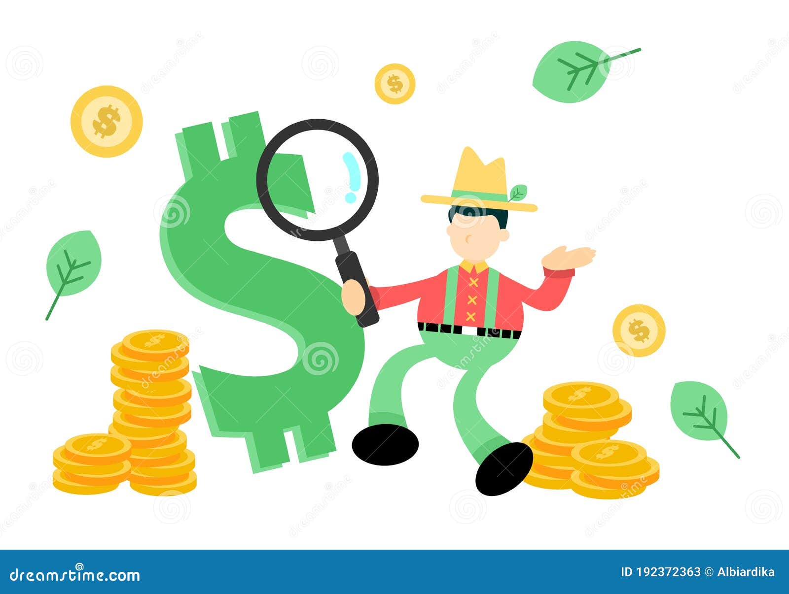 Farmer Man Agriculture and Money Dollar Cartoon Doodle Flat Design ...