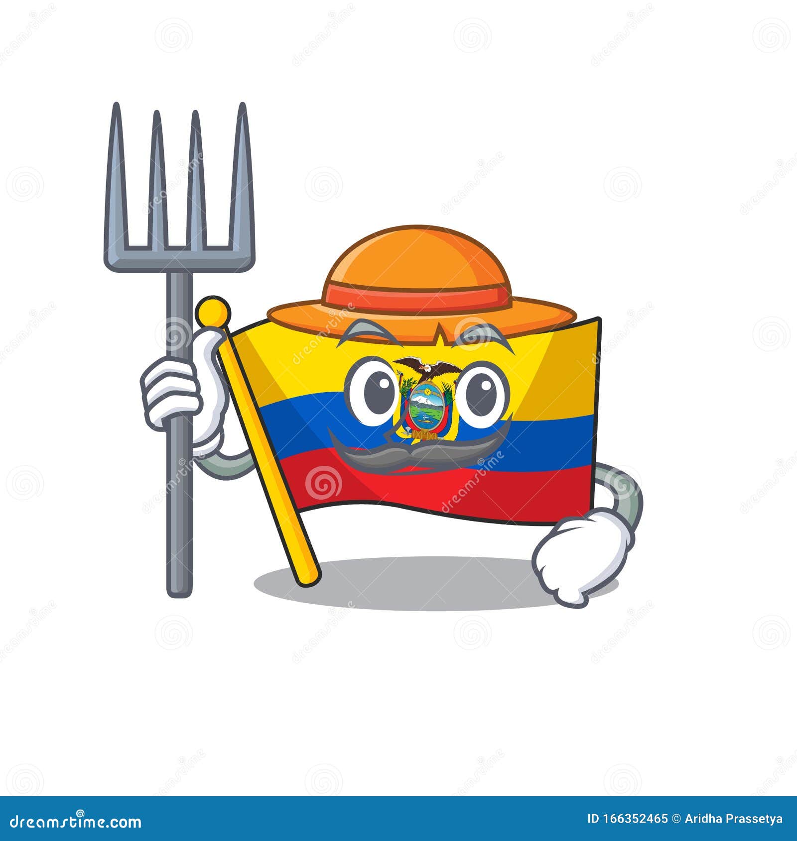 Farmer Flag Ecuador Cartoon Character with Hat and Tools Stock Vector ...