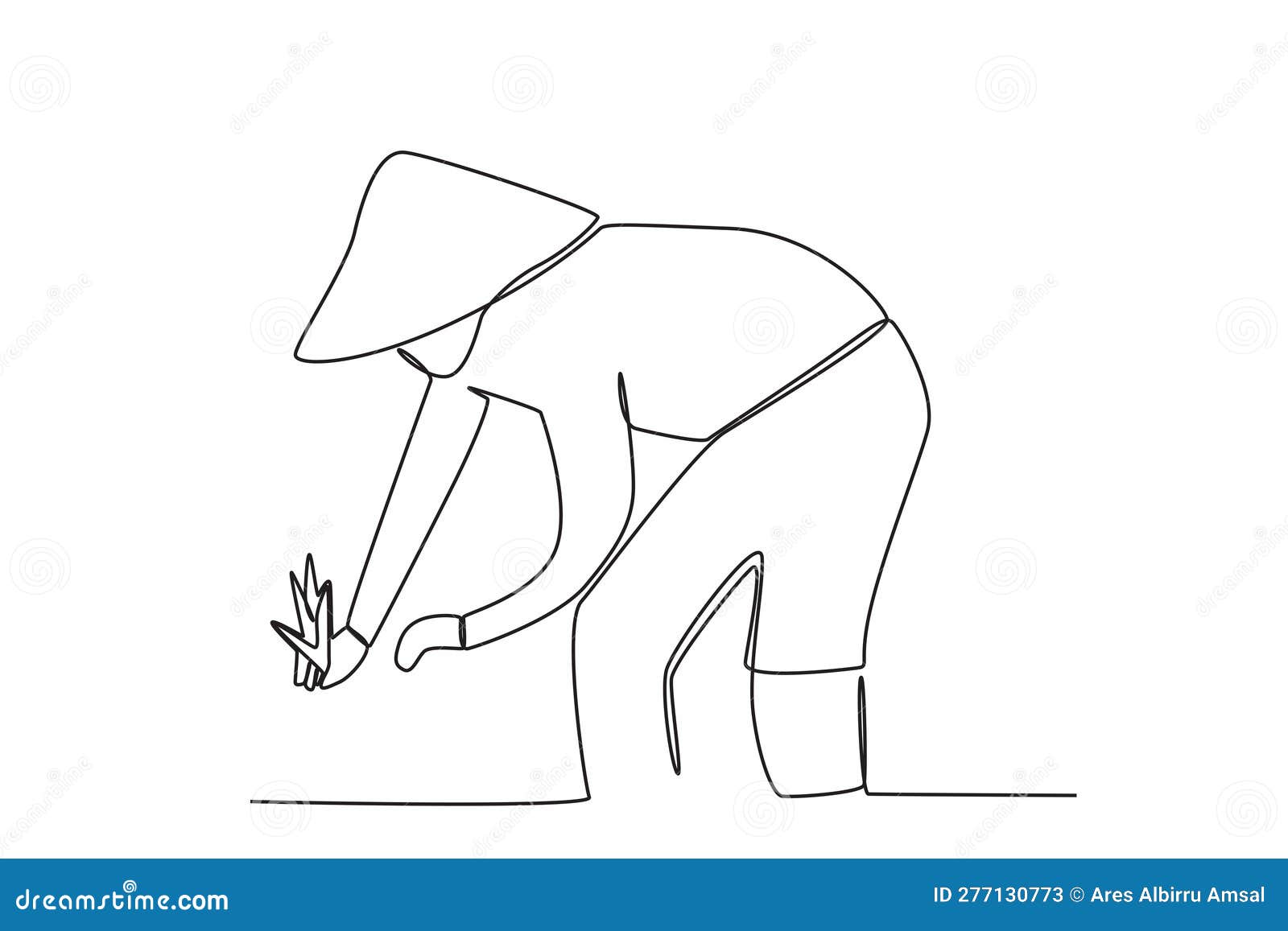 A farmer grows rice stock vector. Illustration of young - 277130773
