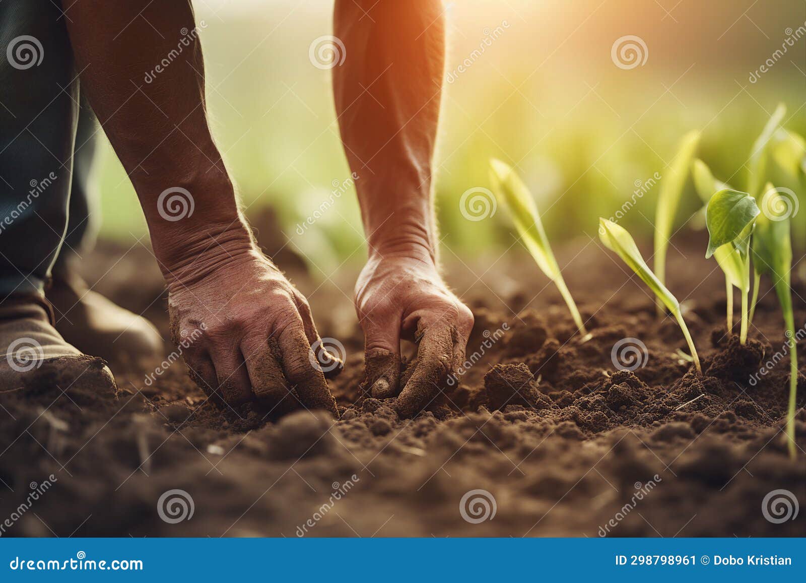 Farmer hand planting seed stock illustration. Illustration of growth ...