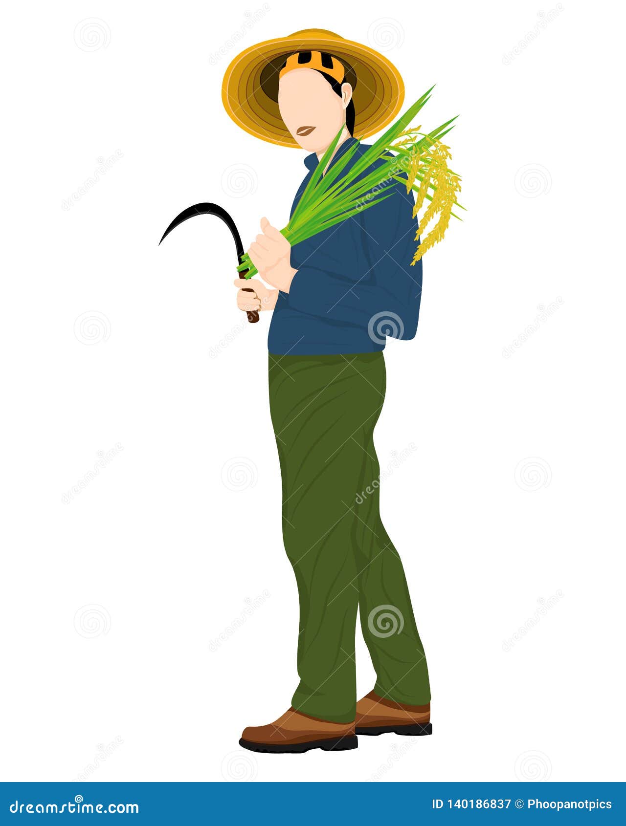 Farmer harvest rice shape stock vector. Illustration of plant - 140186837