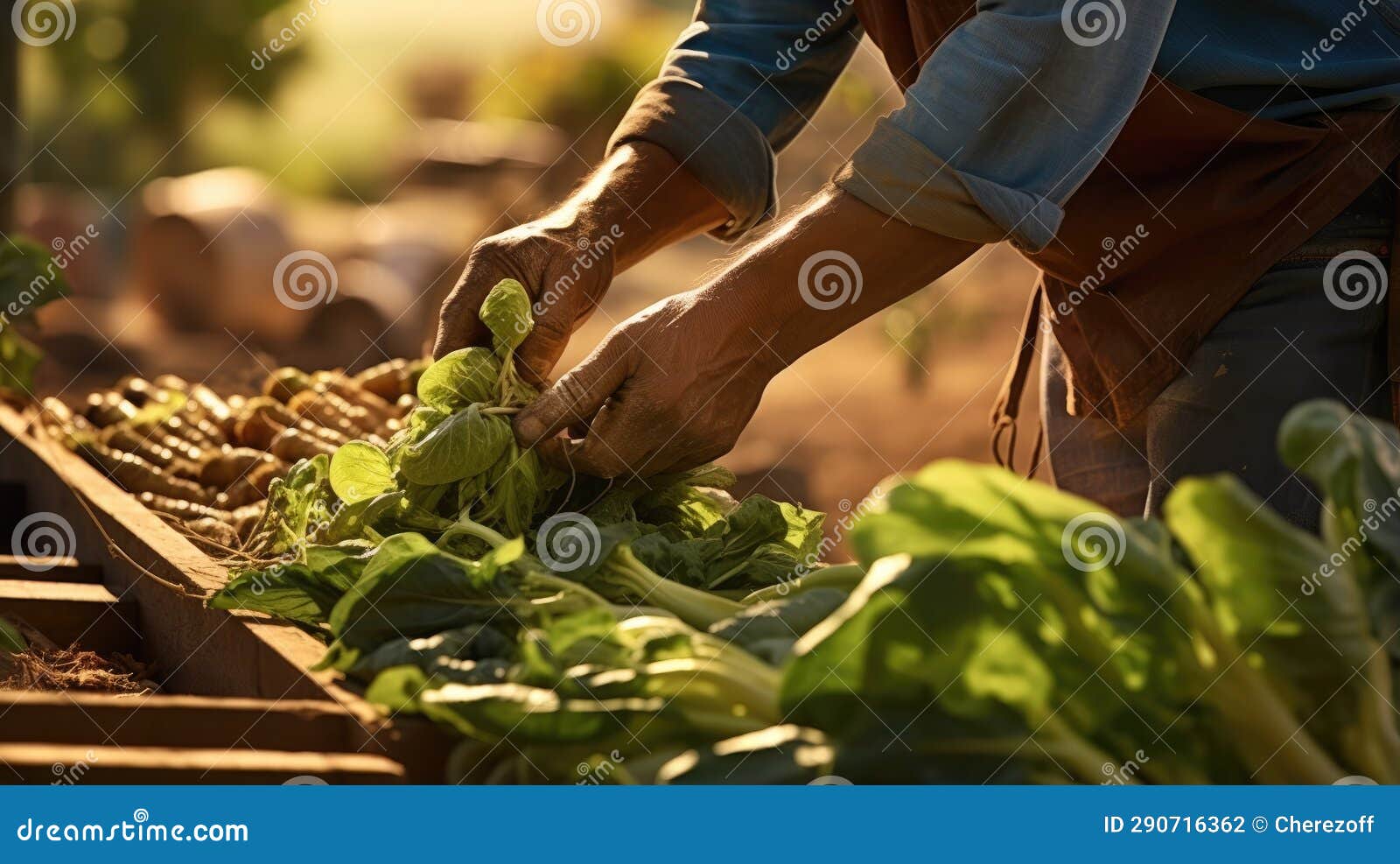 A Farmer Harvests a Fresh Crop of Vegetables Stock Photo - Image of ...